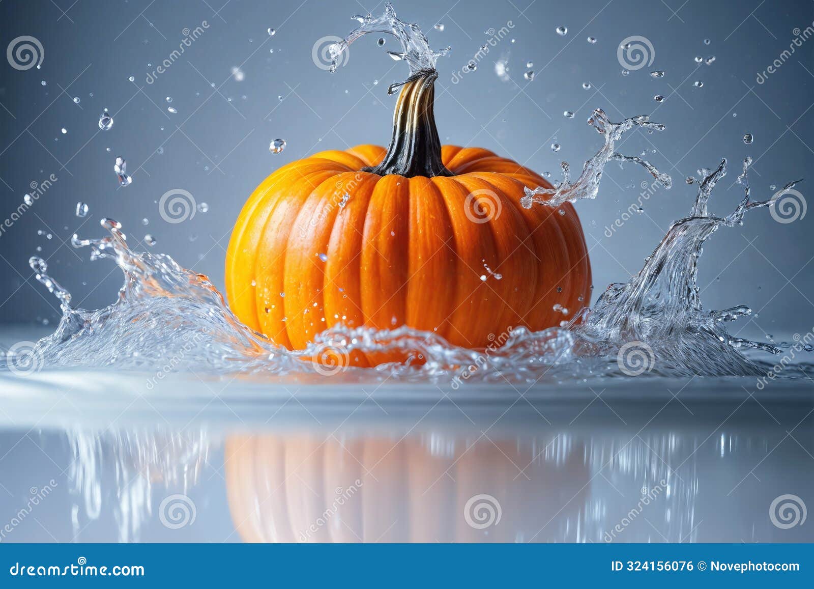 Wet Pumpkin. Pumpkin in Splashes of Water Stock Illustration ...