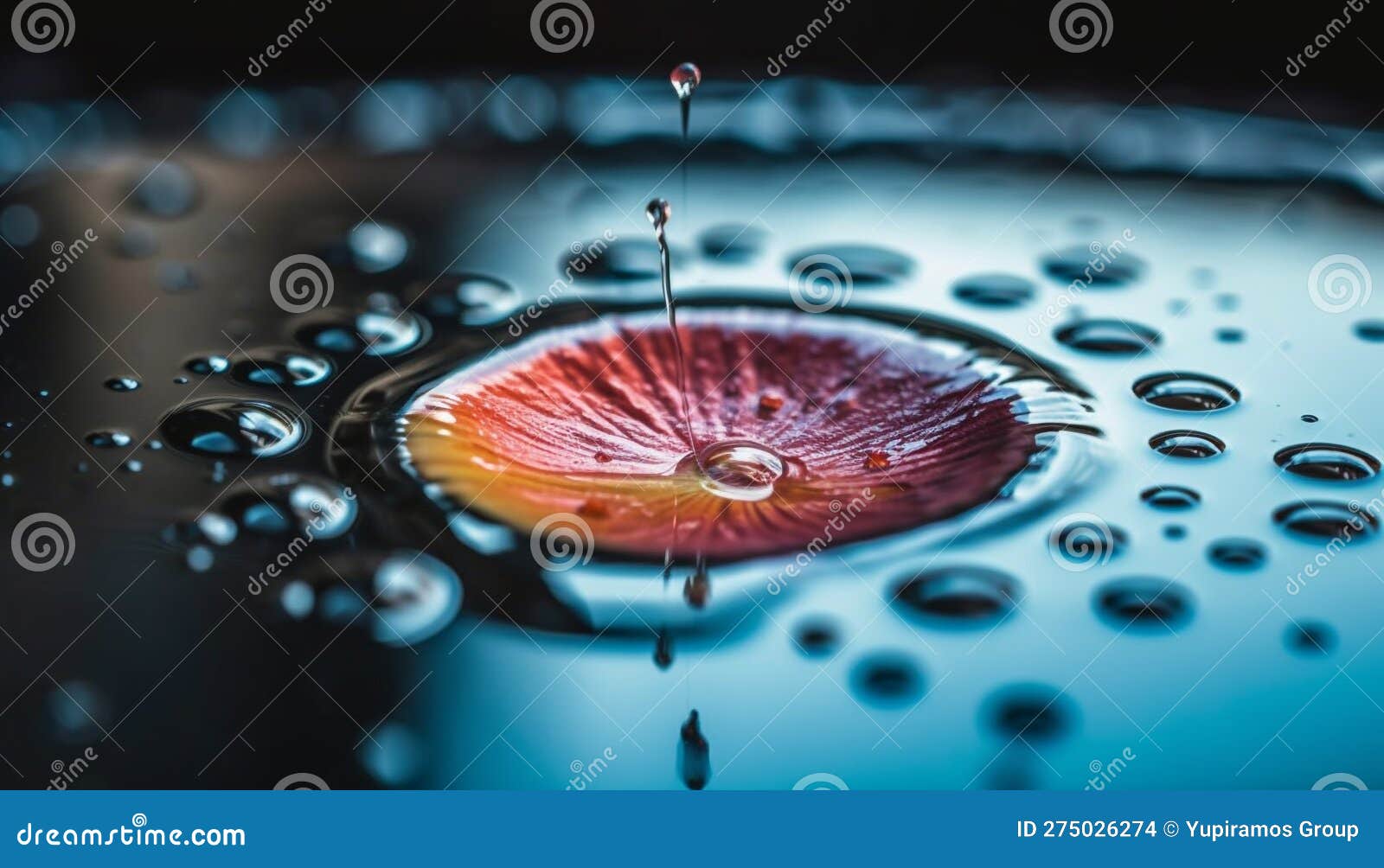 Wet Raindrop on Leaf, Reflecting Abstract Beauty Generated by AI Stock ...