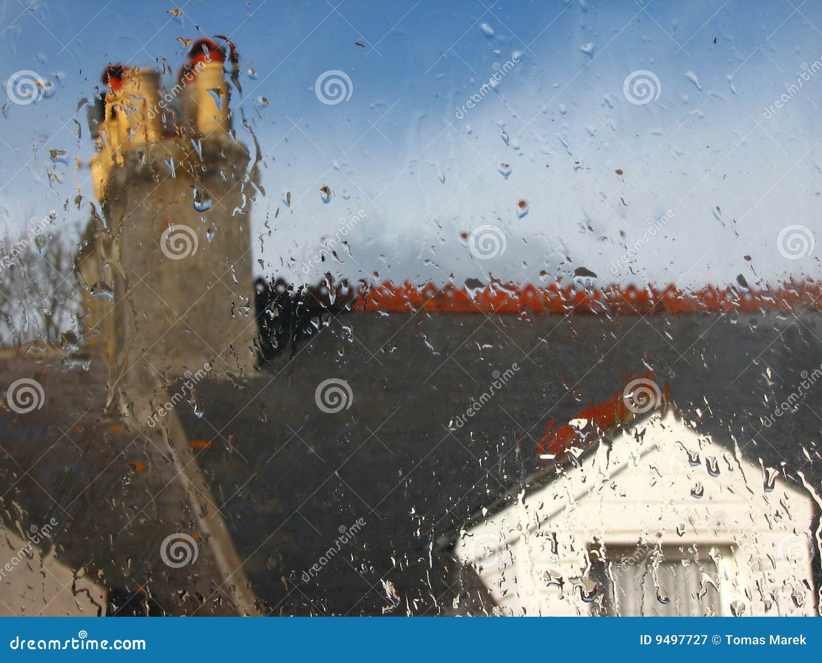 Wet rainy window stock image. Image of home, loft, frame - 9497727