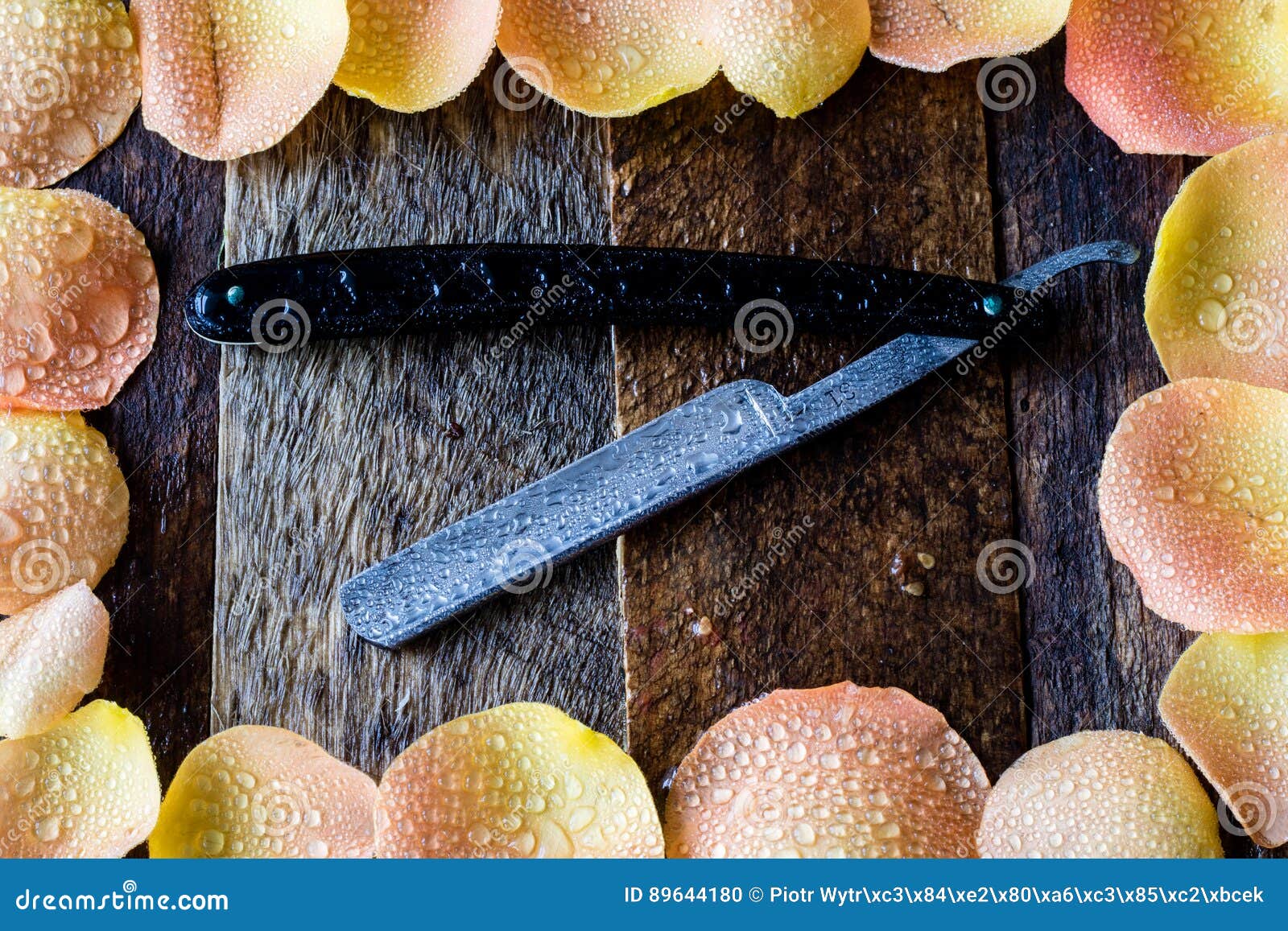 Wet Razor on a Wooden Table Stock Photo - Image of ground, open: 89644180