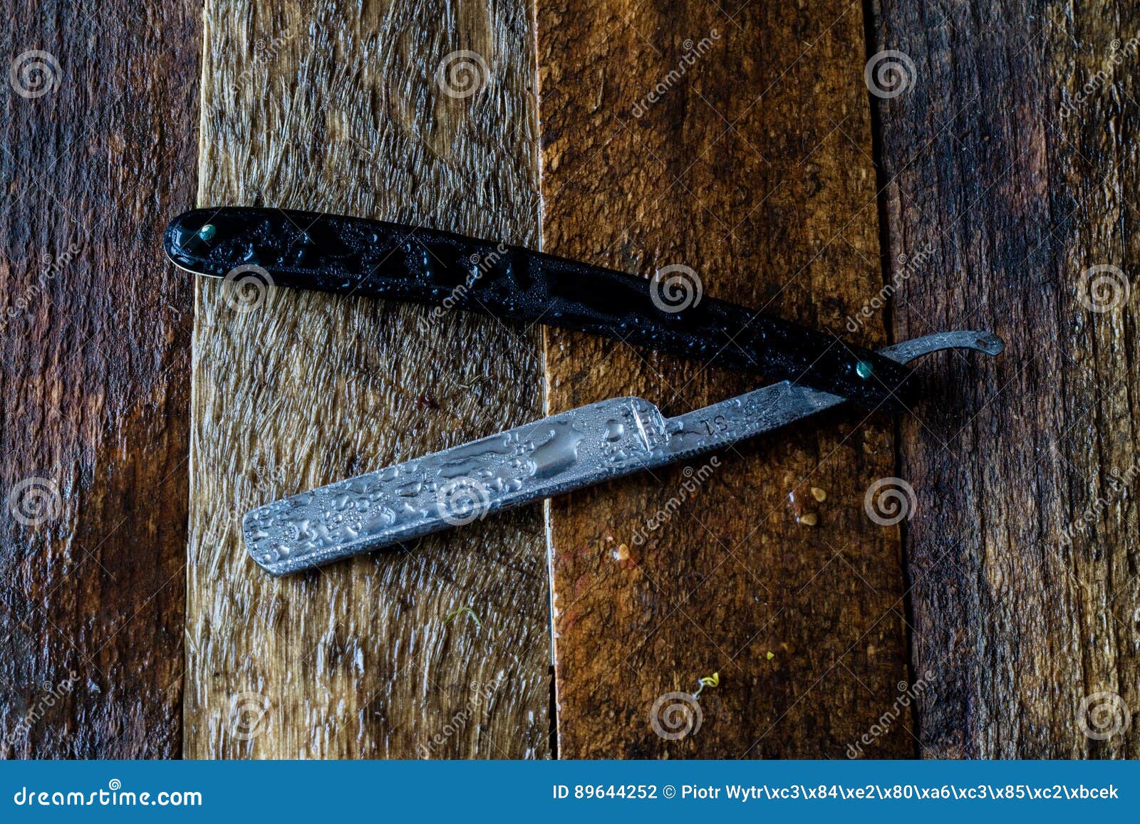 Wet Razor on a Wooden Table Stock Photo - Image of head, rusty: 89644252