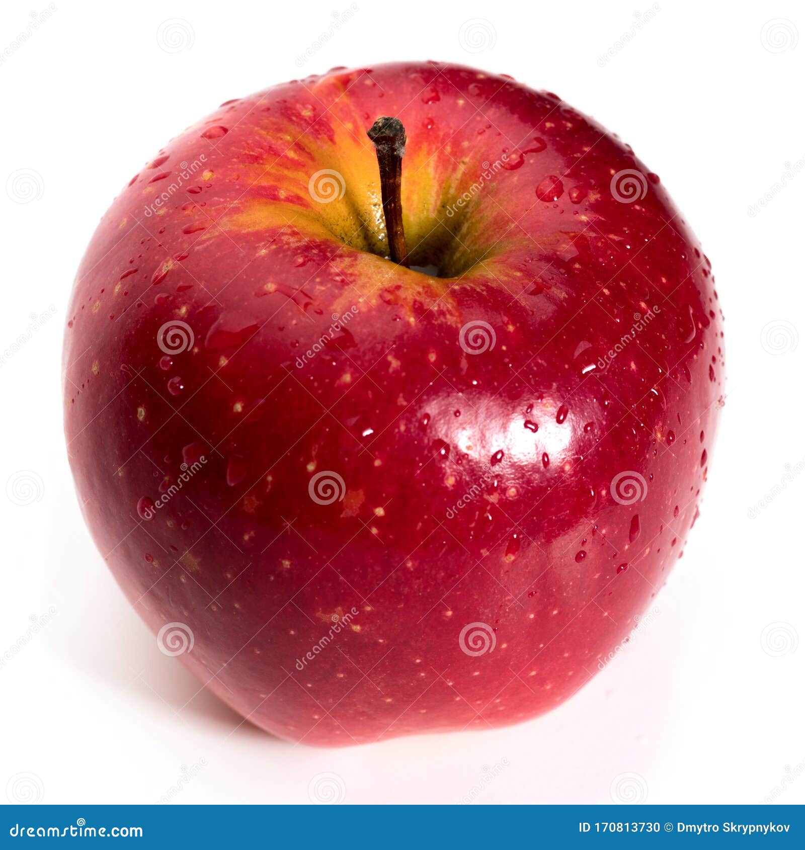 Wet Red Apple Isolated on White Stock Photo - Image of delicious ...