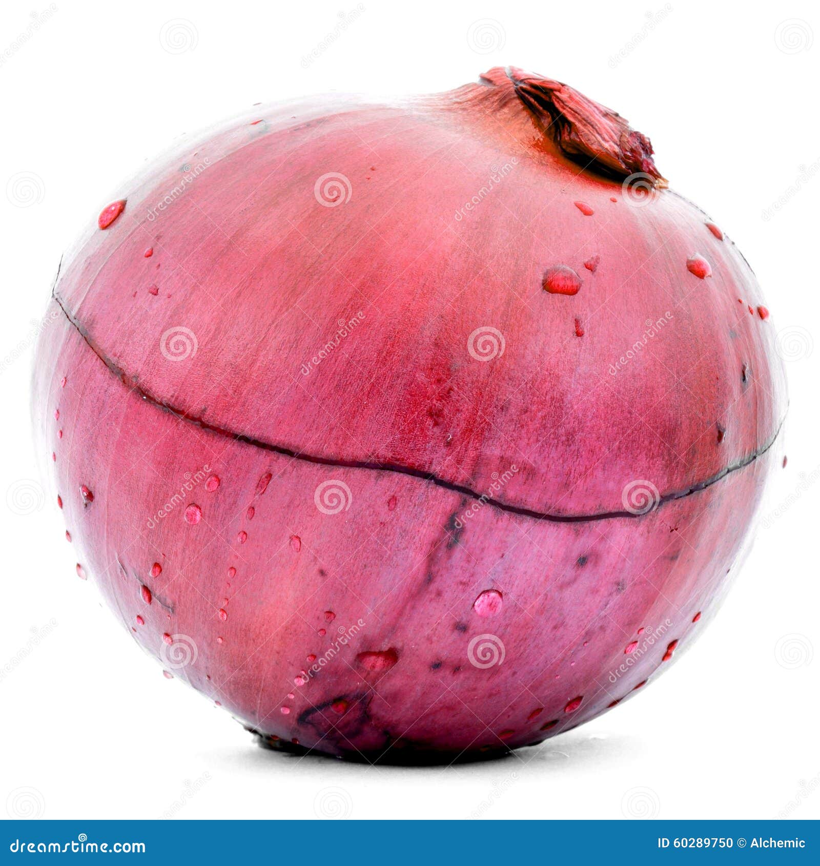 Wet Red Onion with Water Drops and Horizontal Rupture Stock Photo ...