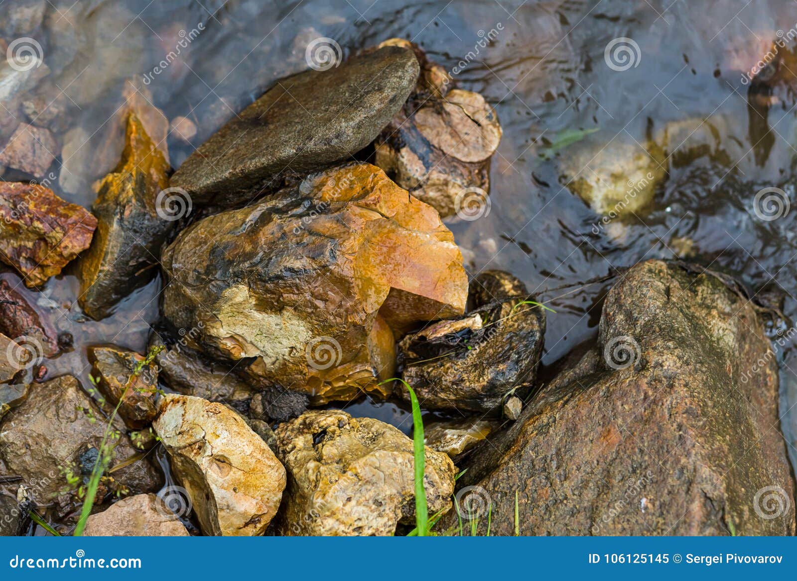 Wet River Stone. Texture Natural Shore Background Stock Image - Image ...