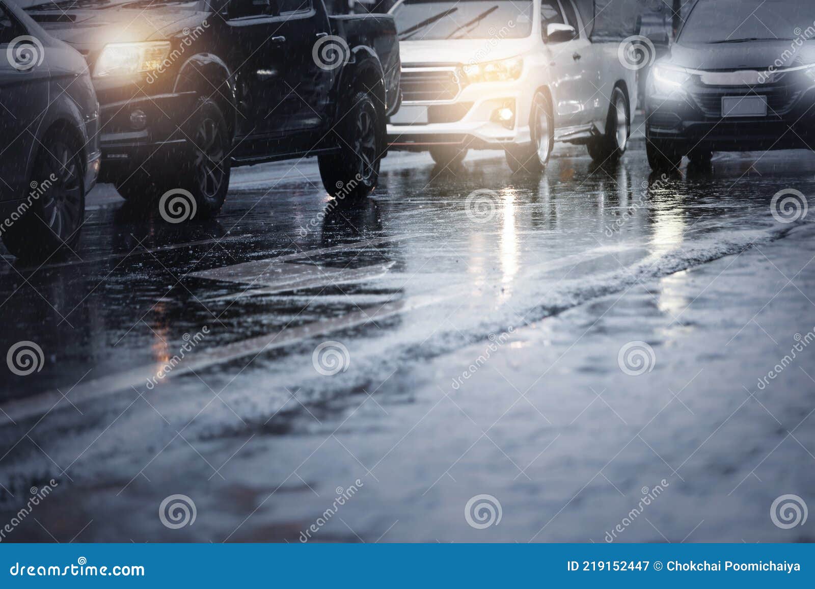 Wet Road in the City after Hard Rain Fall. Stock Image - Image of ...