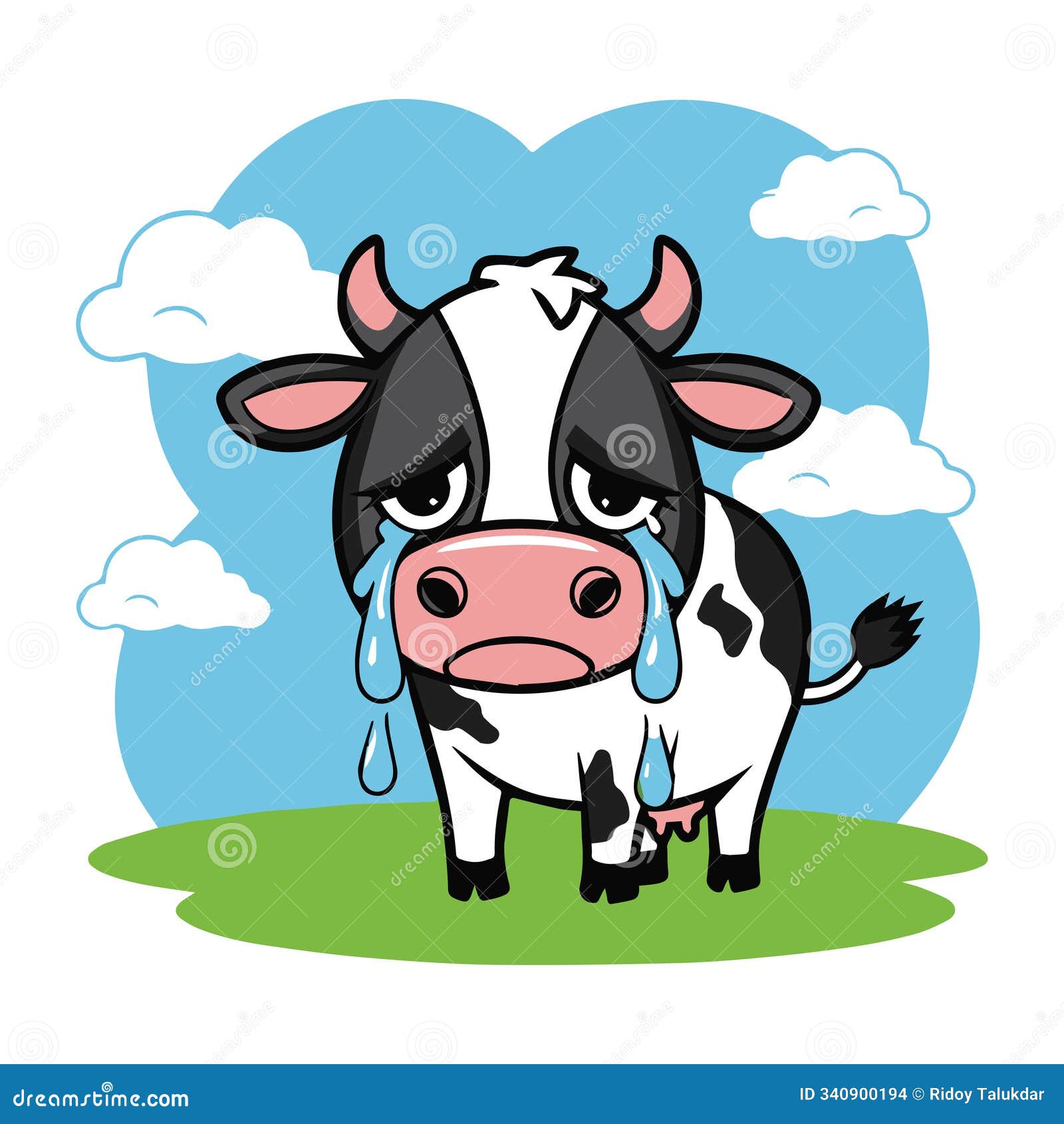 Wet and Sad Cow in the Rain Vector Clip Illustration Stock Illustration ...