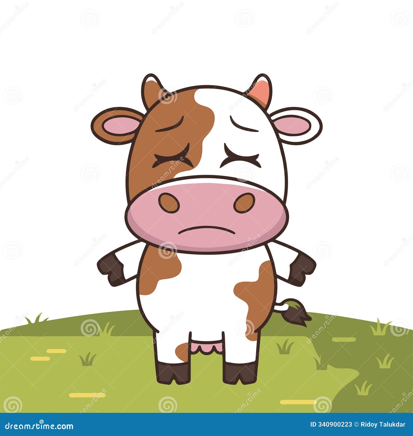Wet and Sad Cow in the Rain Vector Clip Illustration Stock Illustration ...