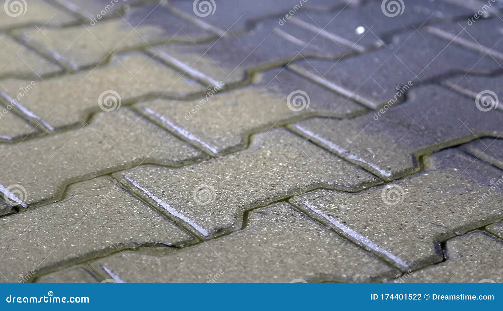 Wet Sidewalk in the Rain. Rain Drops Fall on the Pavement Stock Footage ...