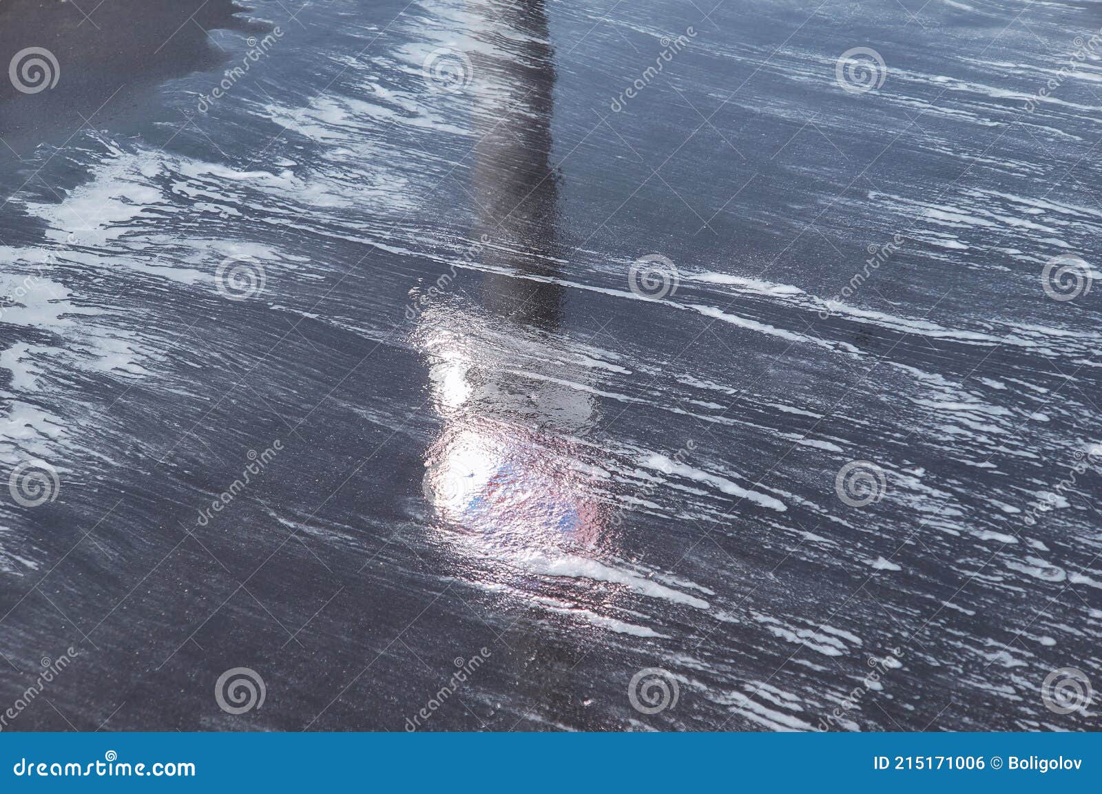 Wet Soaped Asphalt Road in Spring Moscow Stock Photo - Image of soap ...