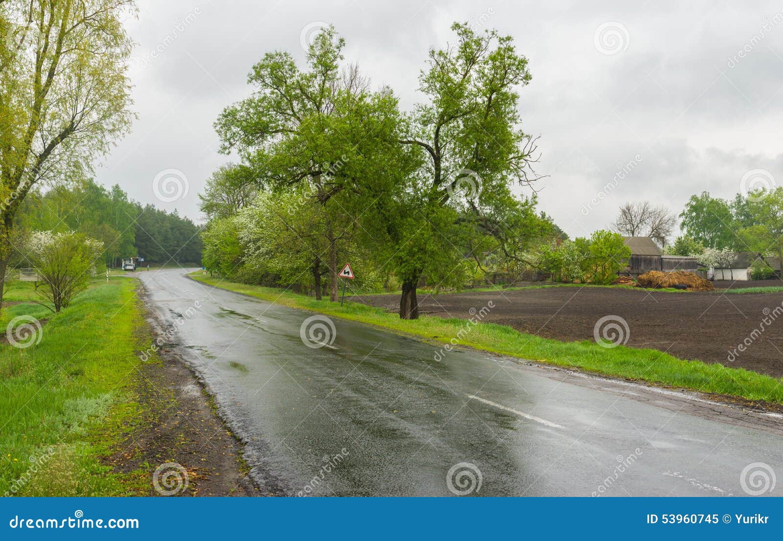 Wet spring in rural area stock image. Image of view, cloudy - 53960745