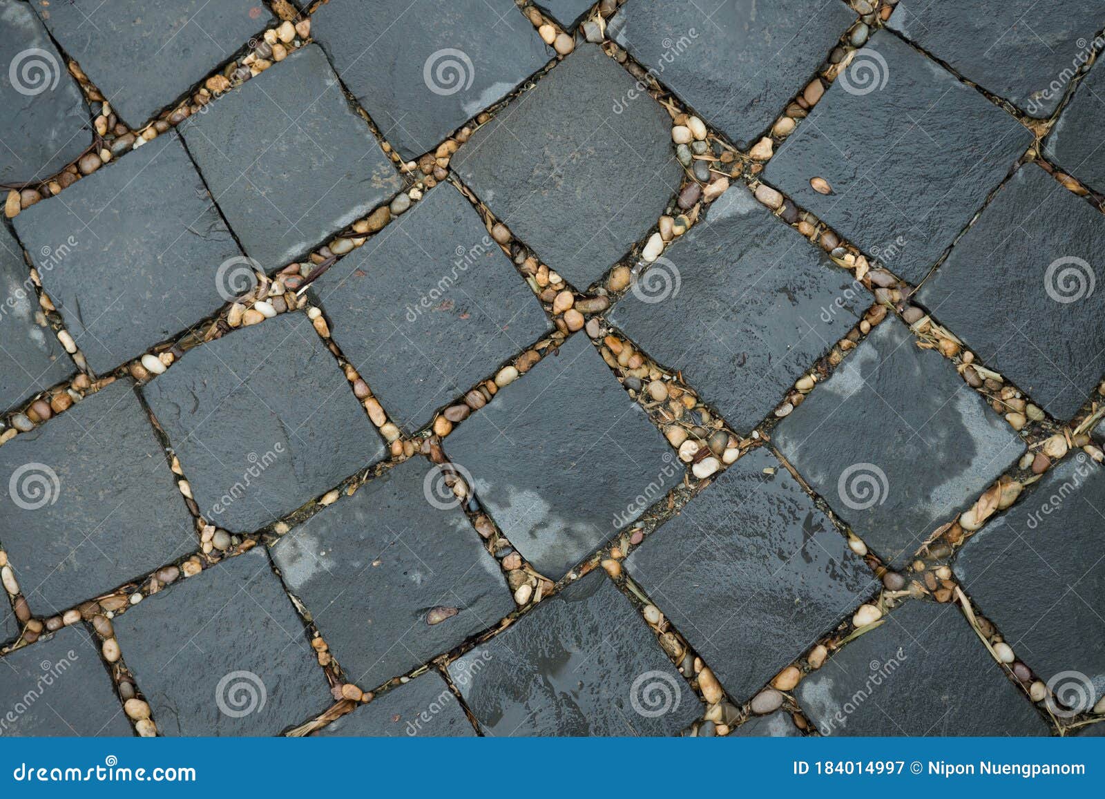 Wet Stone Pavement Background after Rain Stock Image - Image of path ...
