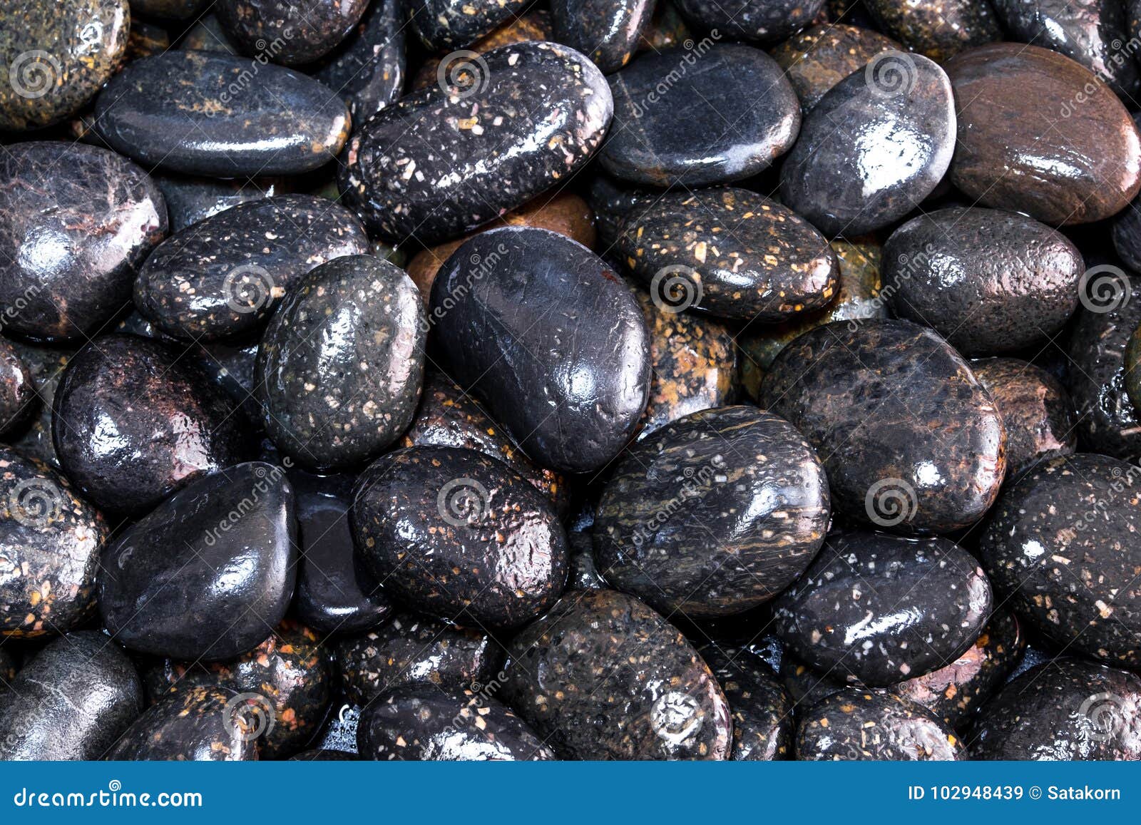 Round Black Stone on Ground beside the Waterfall Stock Image - Image of ...