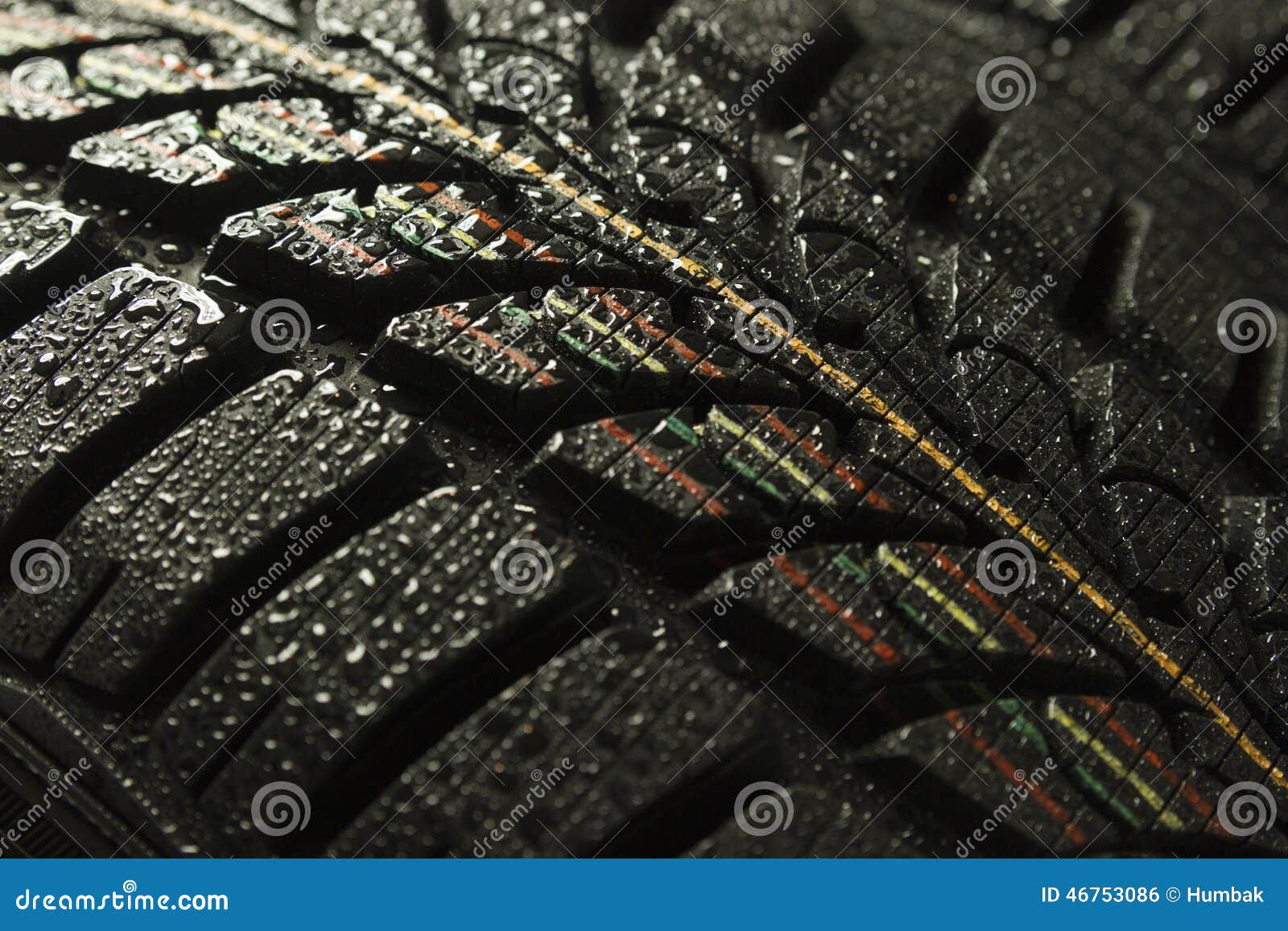 Wet tyre stock photo. Image of tyre, closeup, black, tread - 46753086