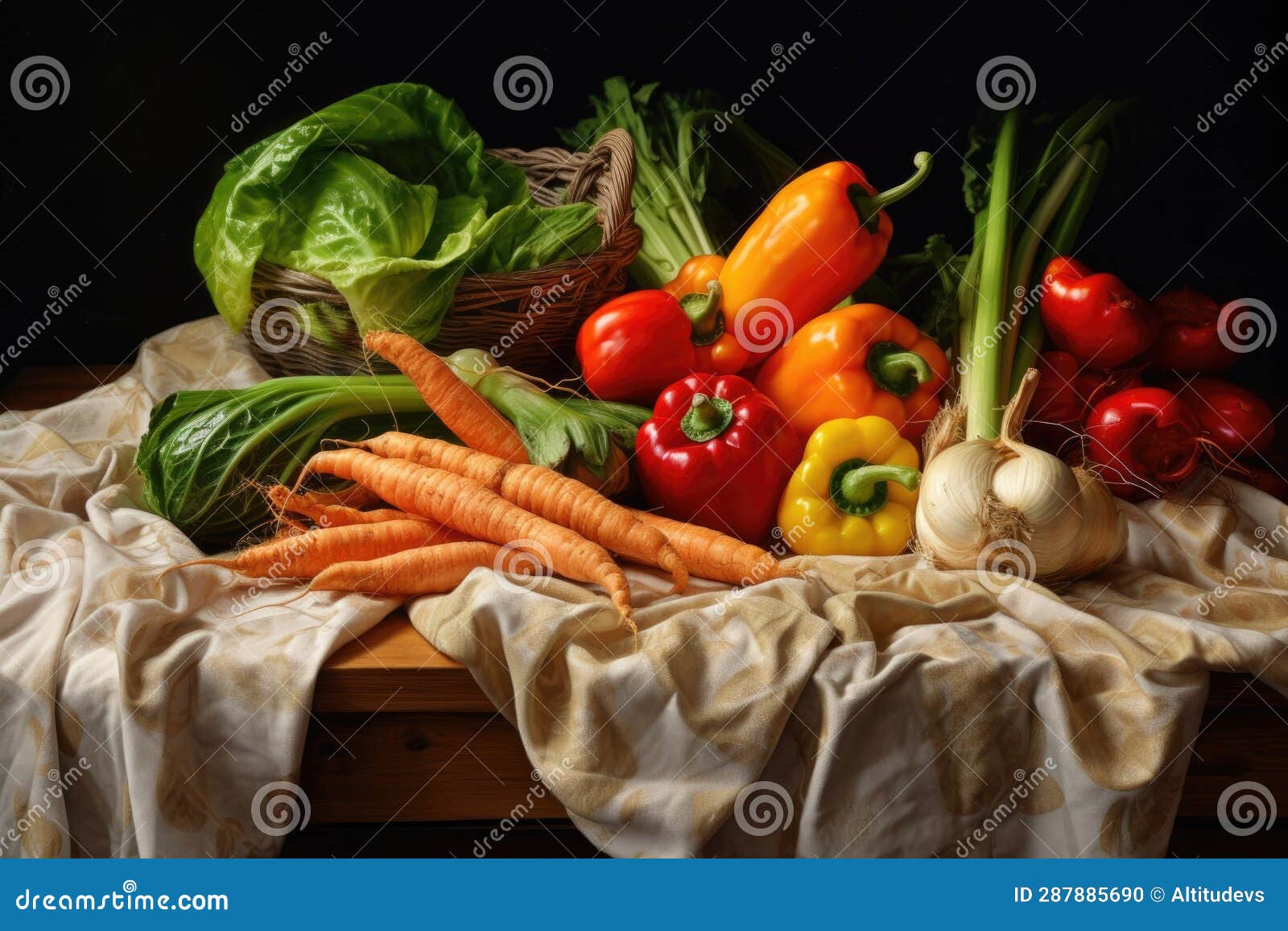 Wet Washed Vegetables Drying on a Clean Kitchen Towel Stock Photo ...