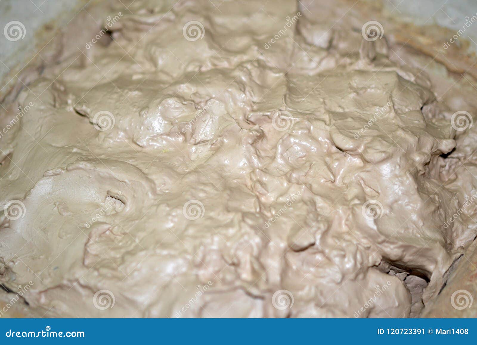Wet White Clay Closeup. Abstract Pieces of Wet Clay on the Table Stock ...