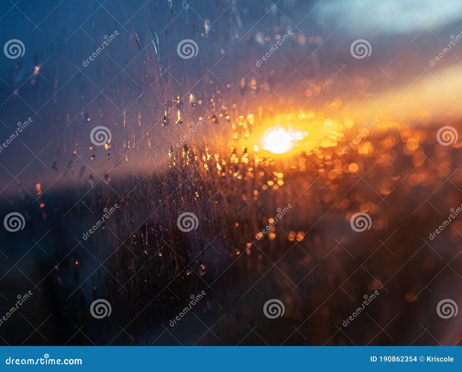 Wet the Window Glass and the Reflection of the Sunset, the Texture of ...