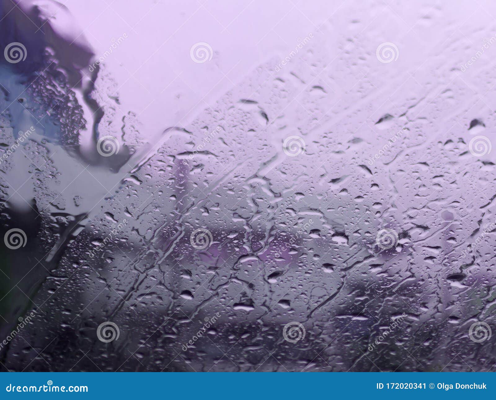 Window Glass with Water Drops Stock Image - Image of color, purple ...