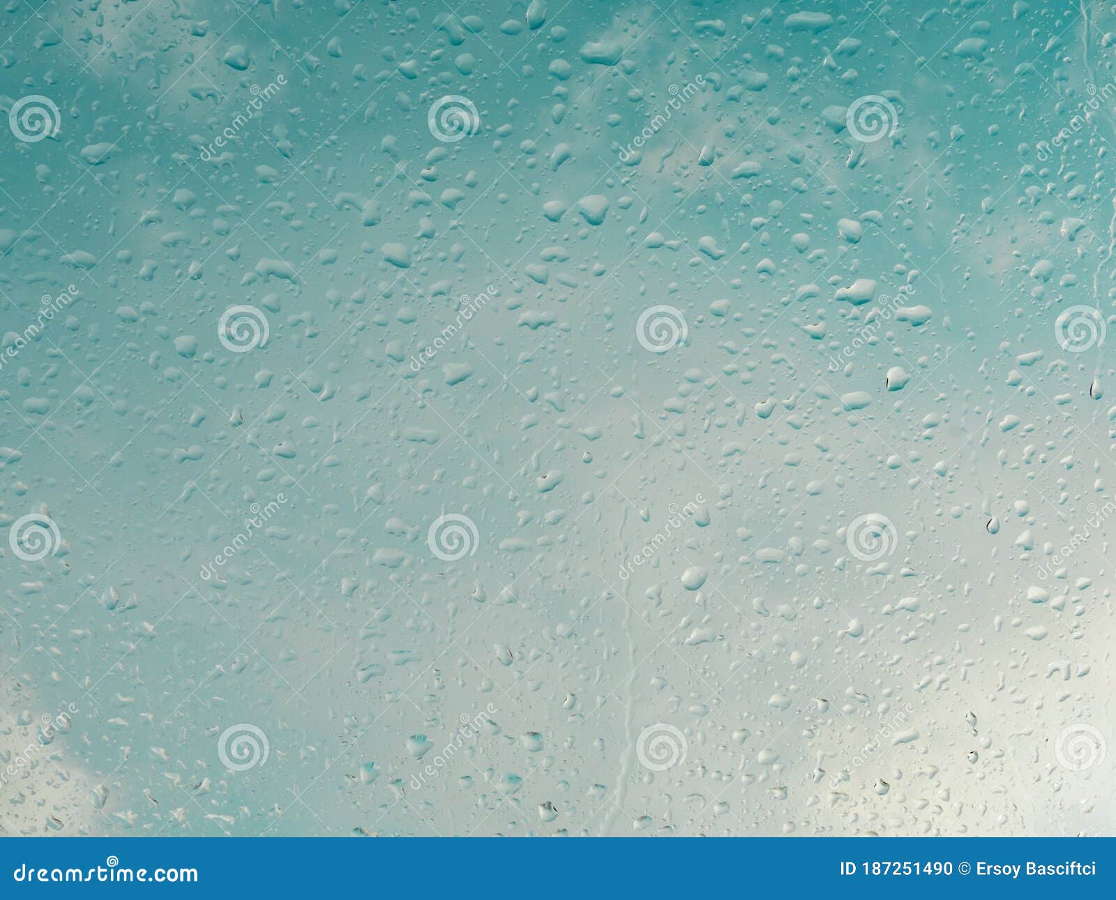 Wet Window with Rain Drops and a Cloudy Sky Outside Stock Photo - Image ...