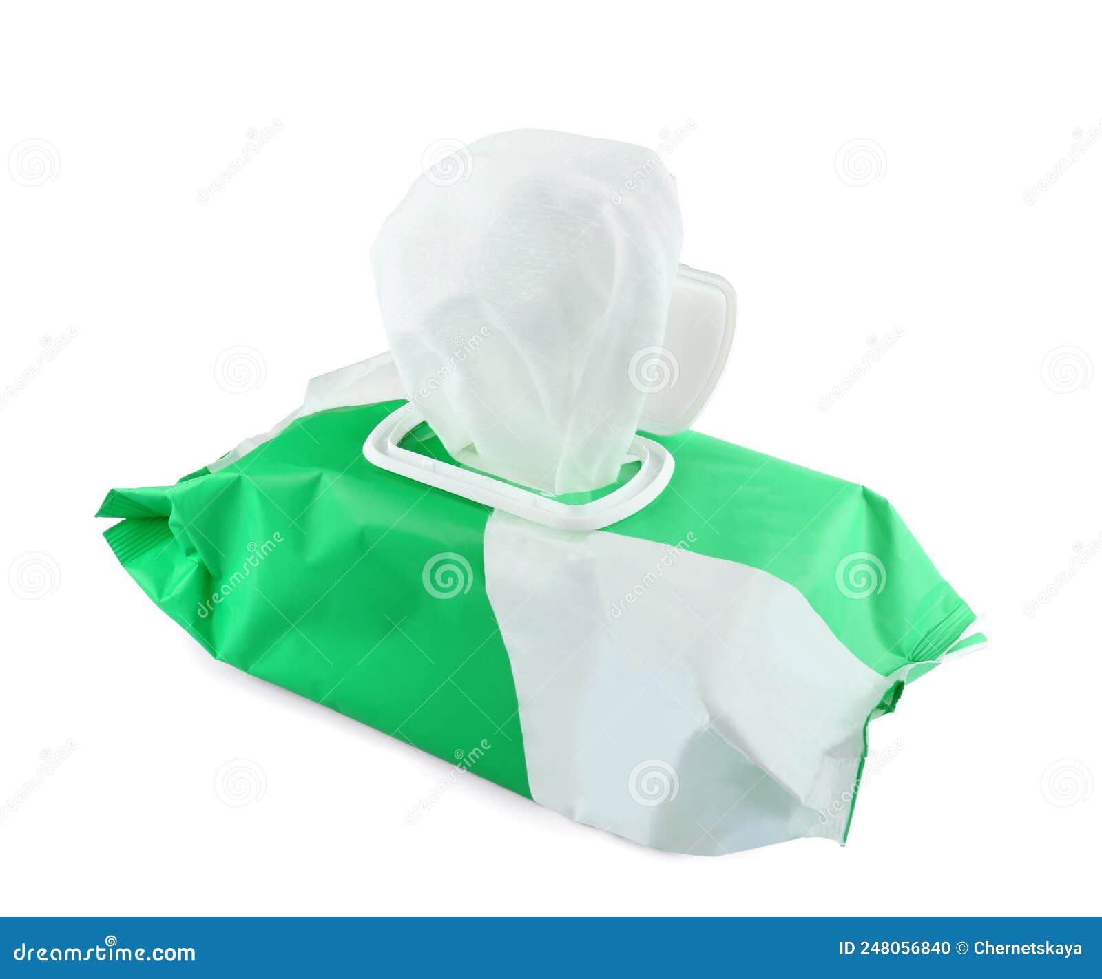 Wet Wipes Flow Pack Isolated on White Stock Photo - Image of napkin ...