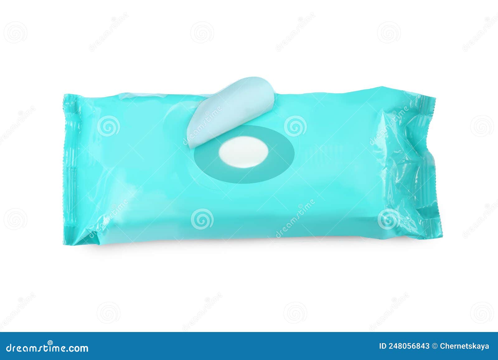 Wet Wipes Flow Pack Isolated on White, Top View Stock Image - Image of ...