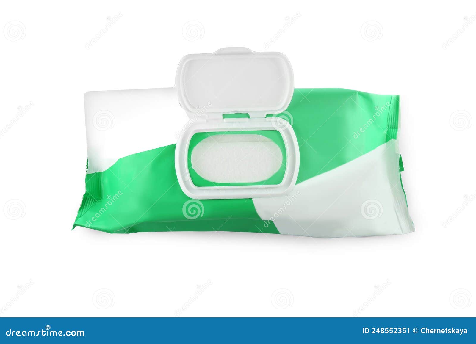 Wet Wipes Flow Pack Isolated on White, Top View Stock Image - Image of ...
