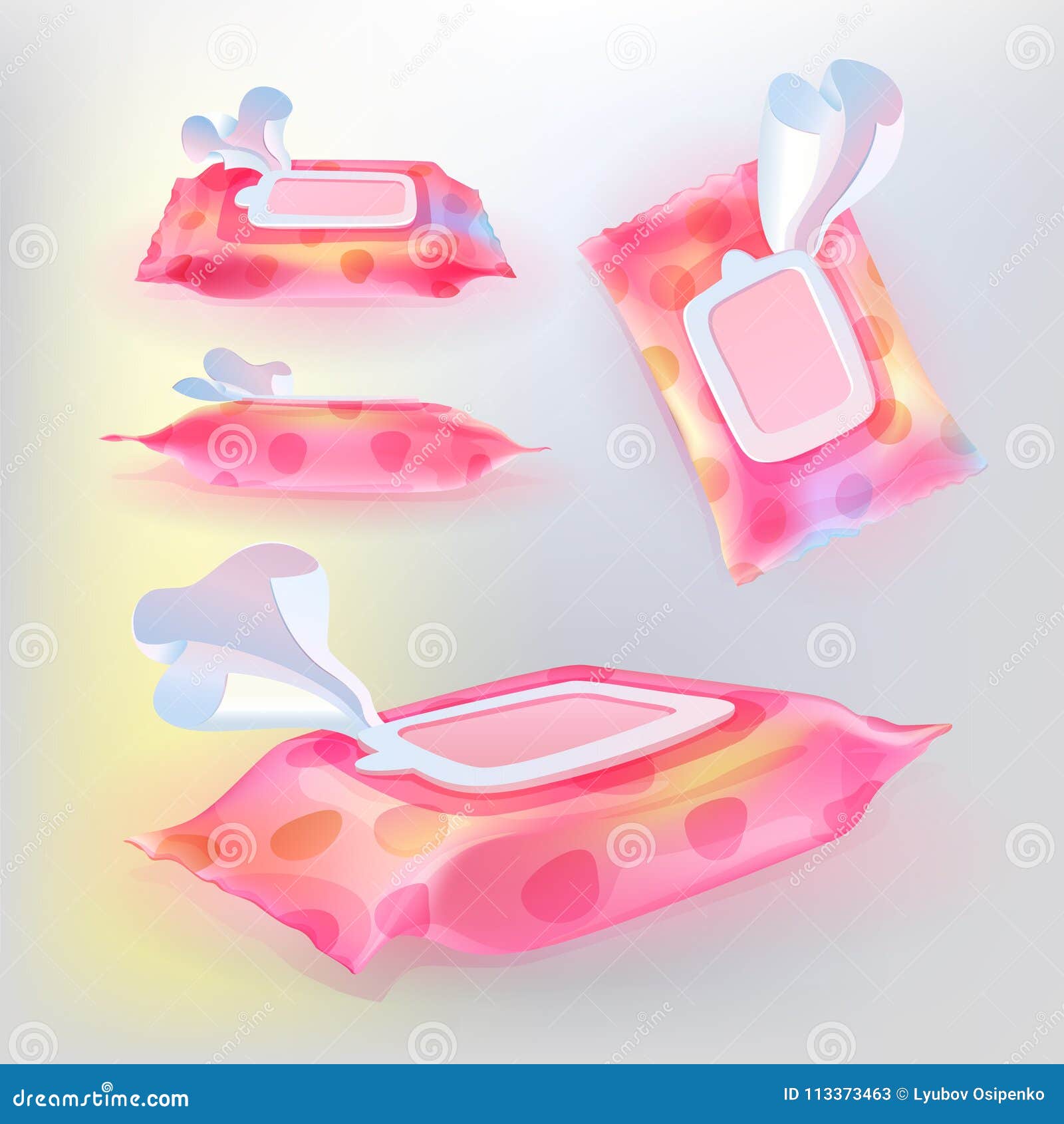 Wet Wipes Packaging, Four Types from All Sides Stock Illustration ...