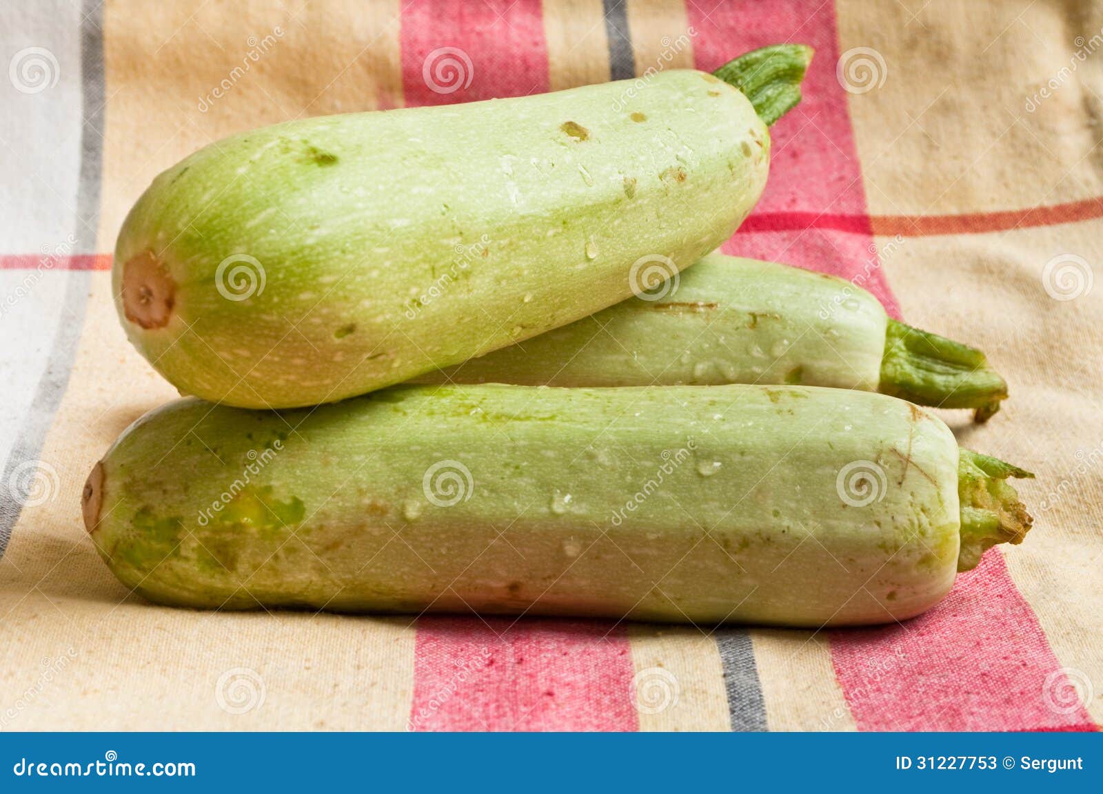 Wet Zucchini on a Colored Tablecloths. Stock Image - Image of eating ...
