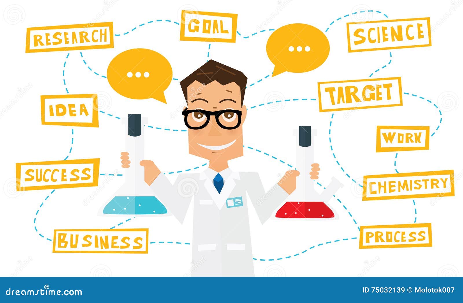 Wetenschapper Met Laboratoriumfles En Elementen Van Infographics Vector ...