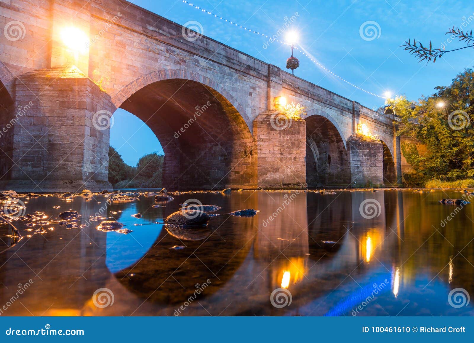 Wetherby Bridge stock photo. Image of evening, river - 100461610