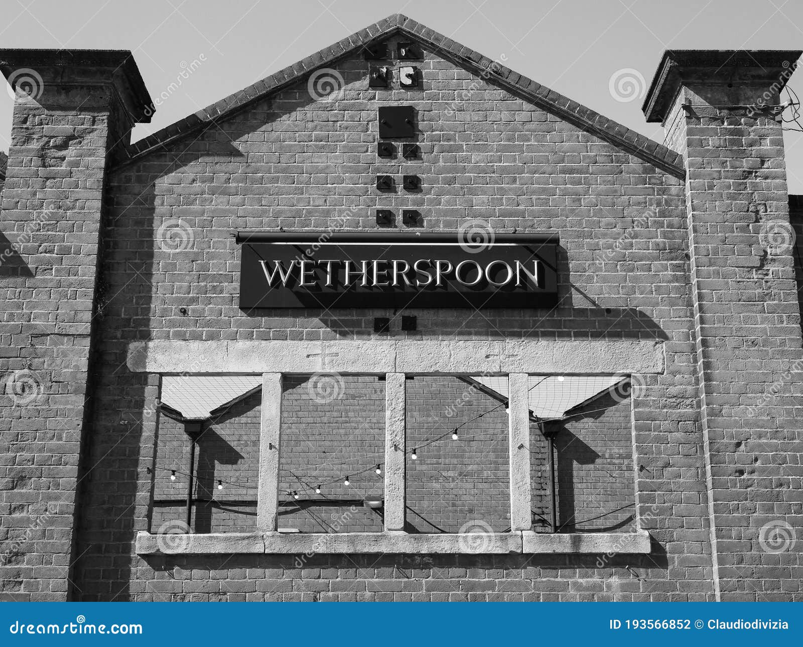 Wetherspoon Pub Sign in Chepstow, Black and White Editorial Photography ...