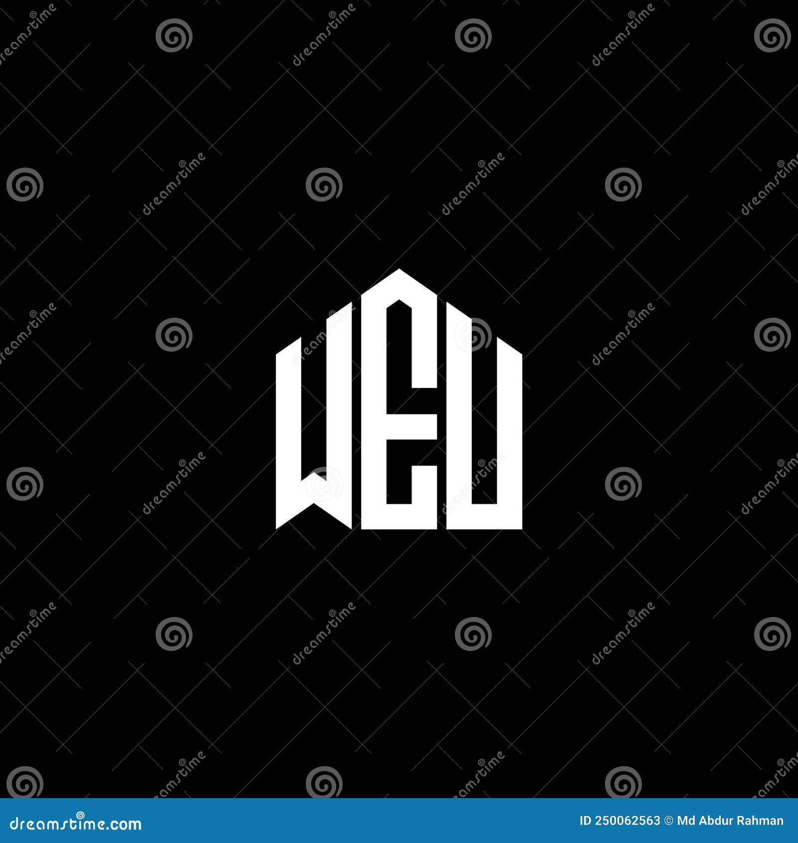 WEU Letter Logo Design on BLACK Background. WEU Creative Initials ...