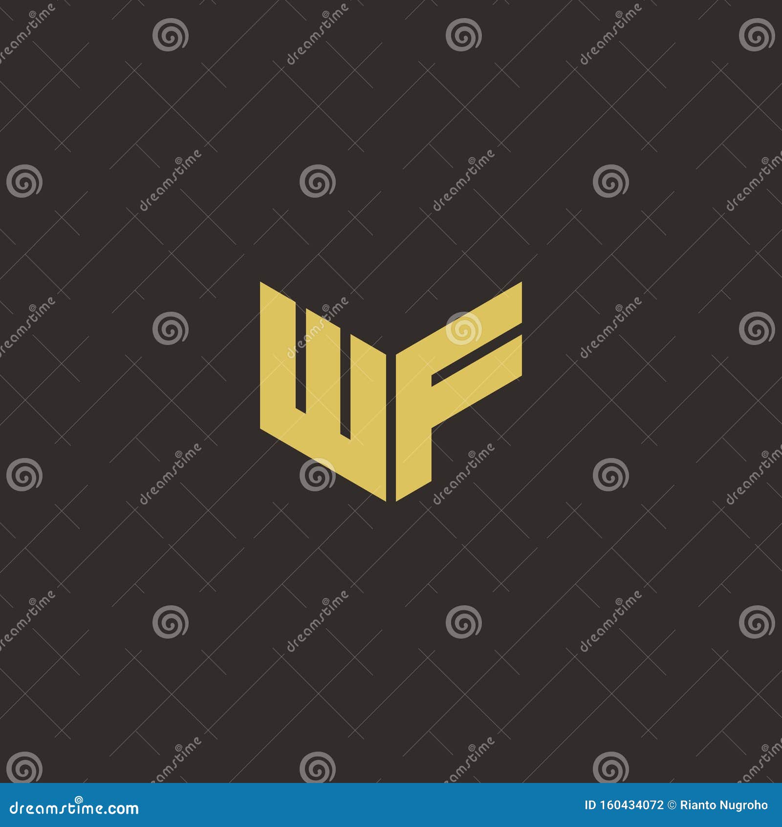 WF Logo Letter Initial Logo Designs Template with Gold and Black ...