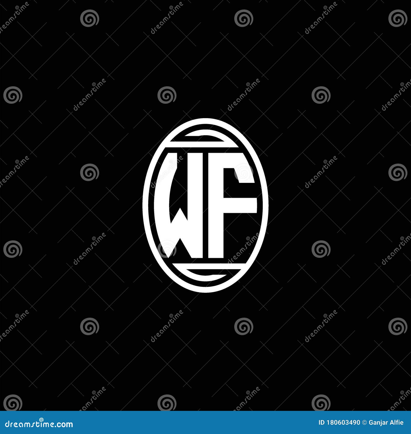 WF Monogram Logo Isolated on Oval Rotate Shape Stock Vector ...