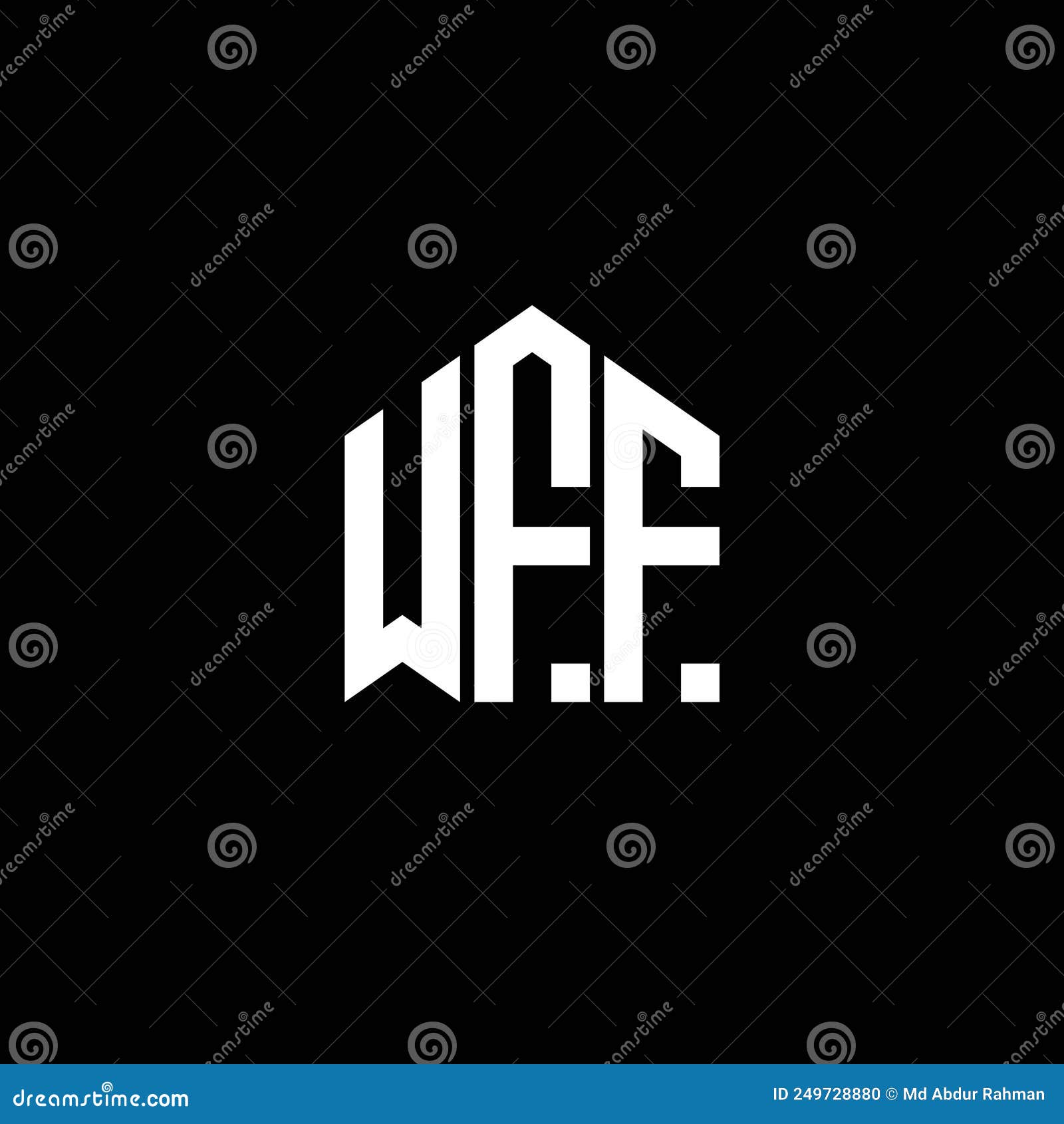 WFF Letter Logo Design on BLACK Background. WFF Creative Initials ...