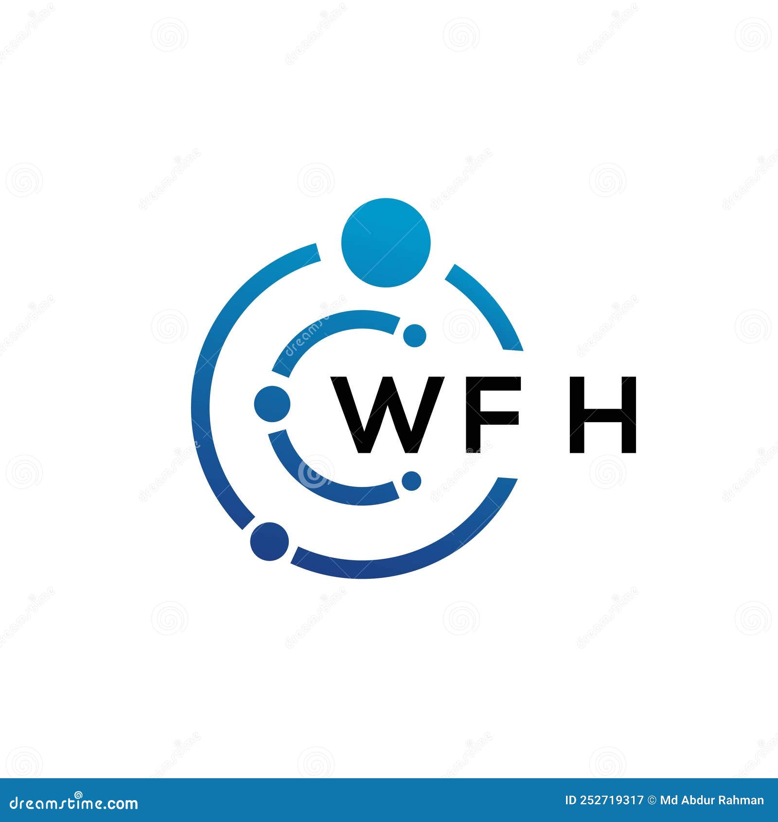 WFH Letter Technology Logo Design On White Background. WFH Creative ...