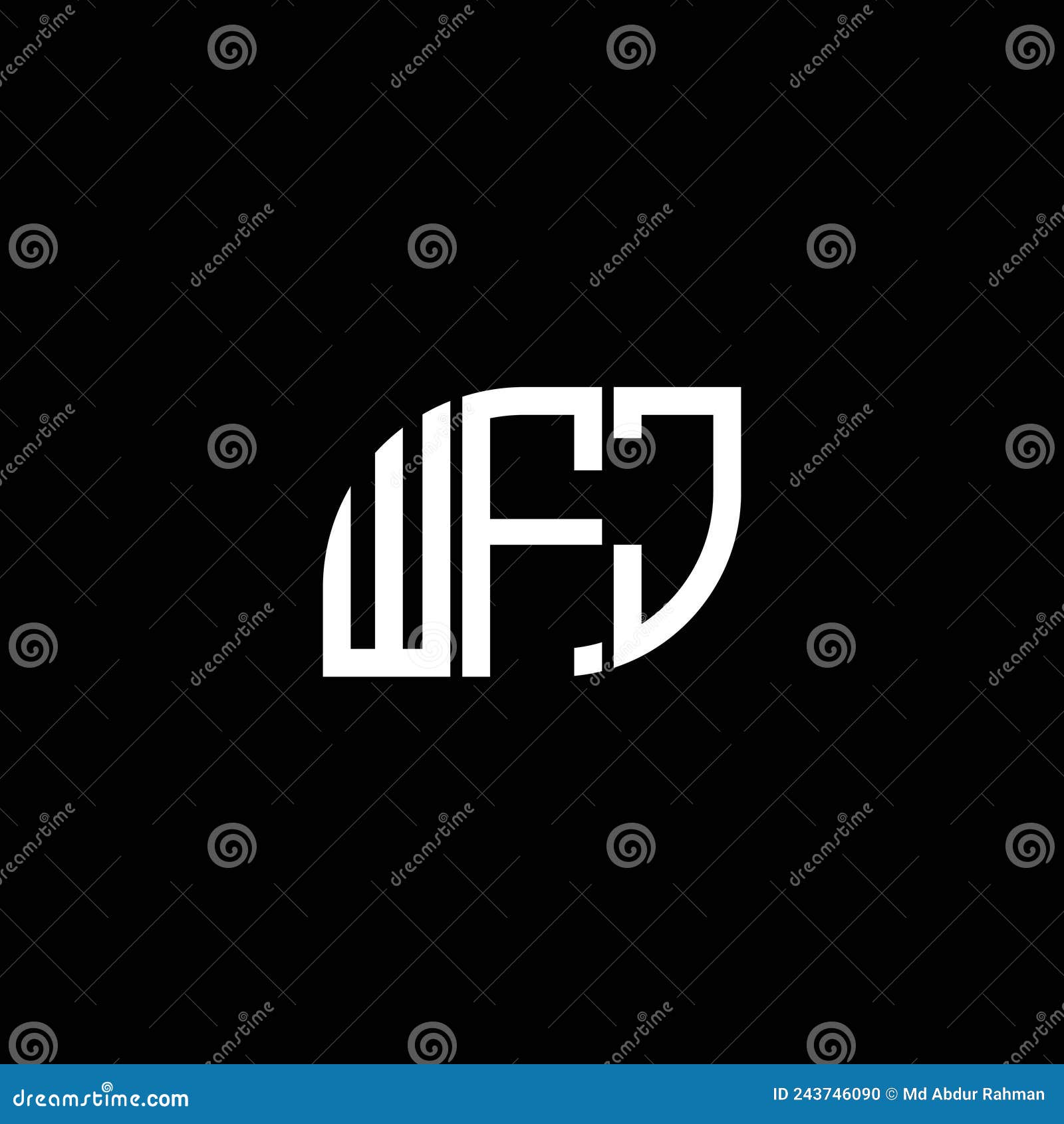 WFJ Letter Logo Design on Black Background. WFJ Creative Initials ...