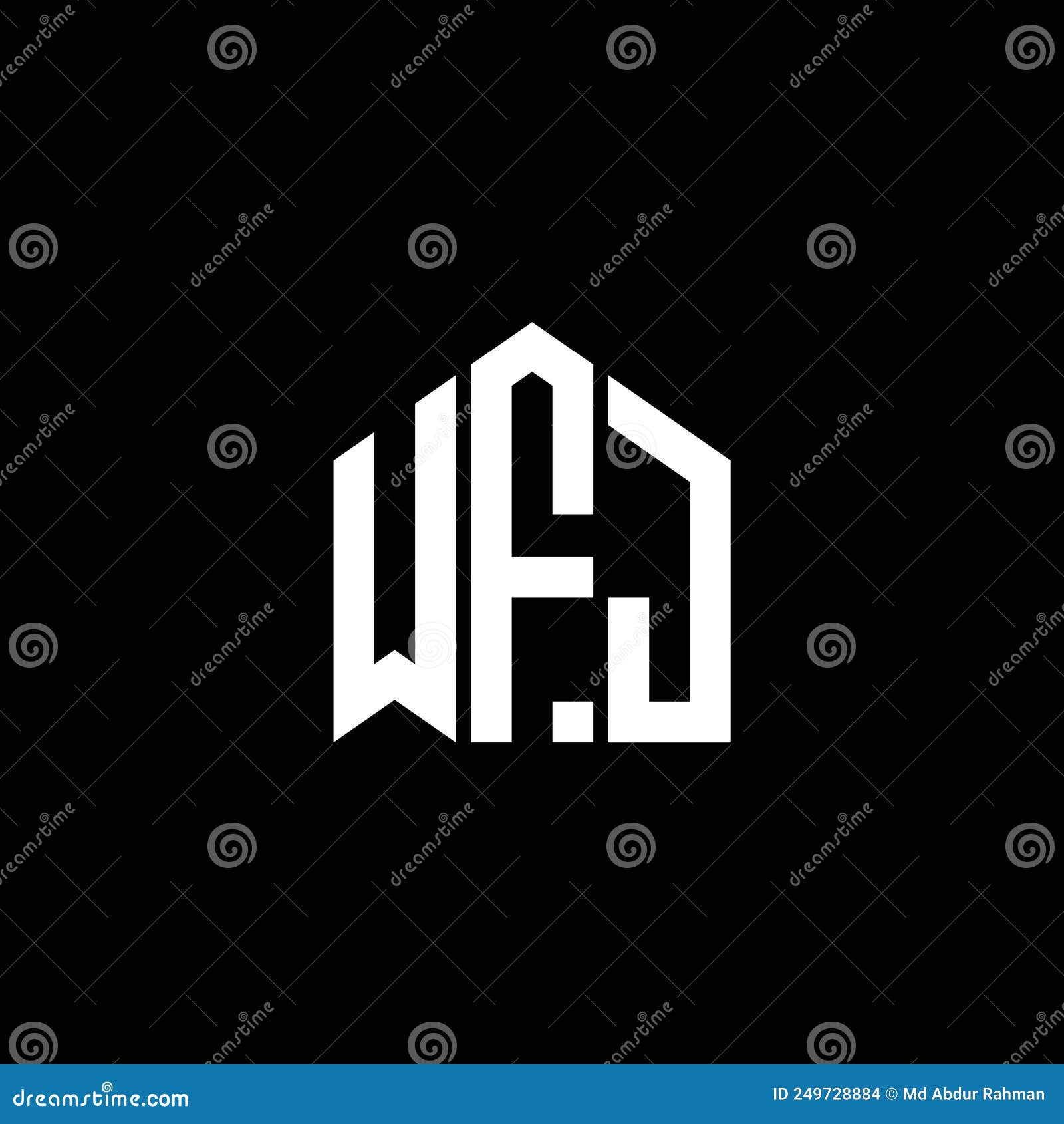 WFJ Letter Logo Design on BLACK Background. WFJ Creative Initials ...