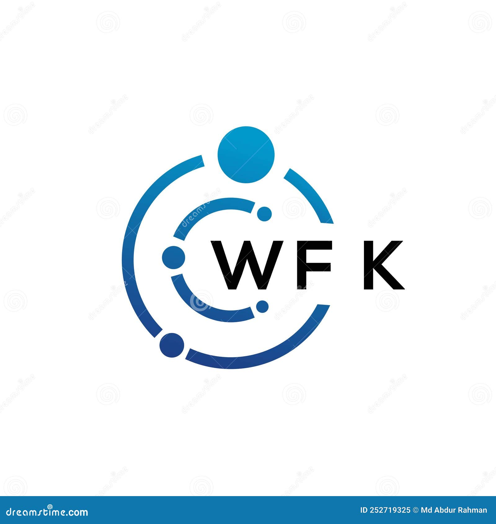WFK Letter Technology Logo Design on White Background. WFK Creative ...