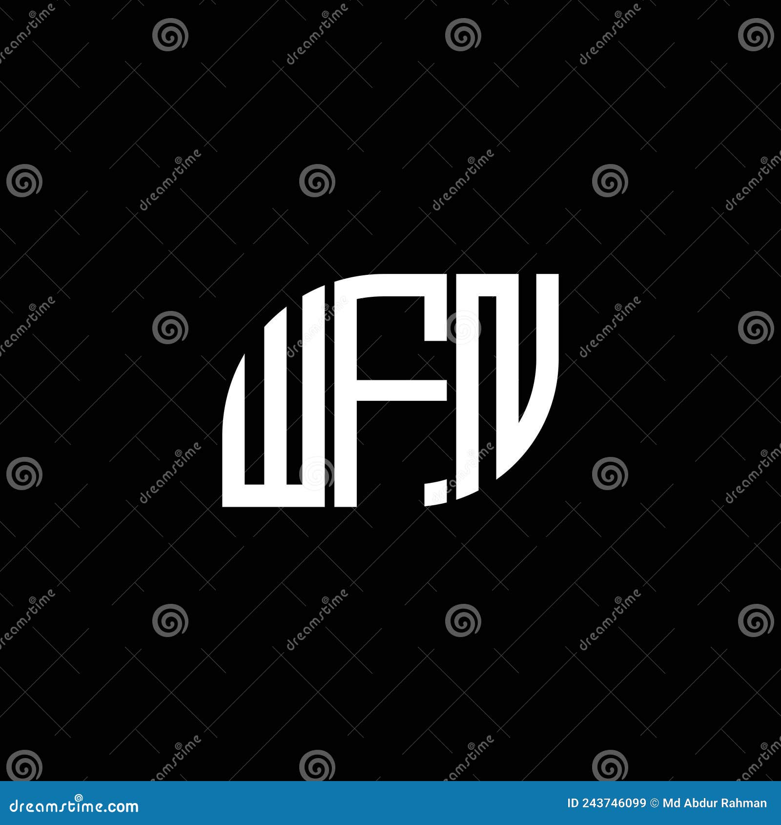 WFN Letter Logo Design on Black Background. WFN Creative Initials ...