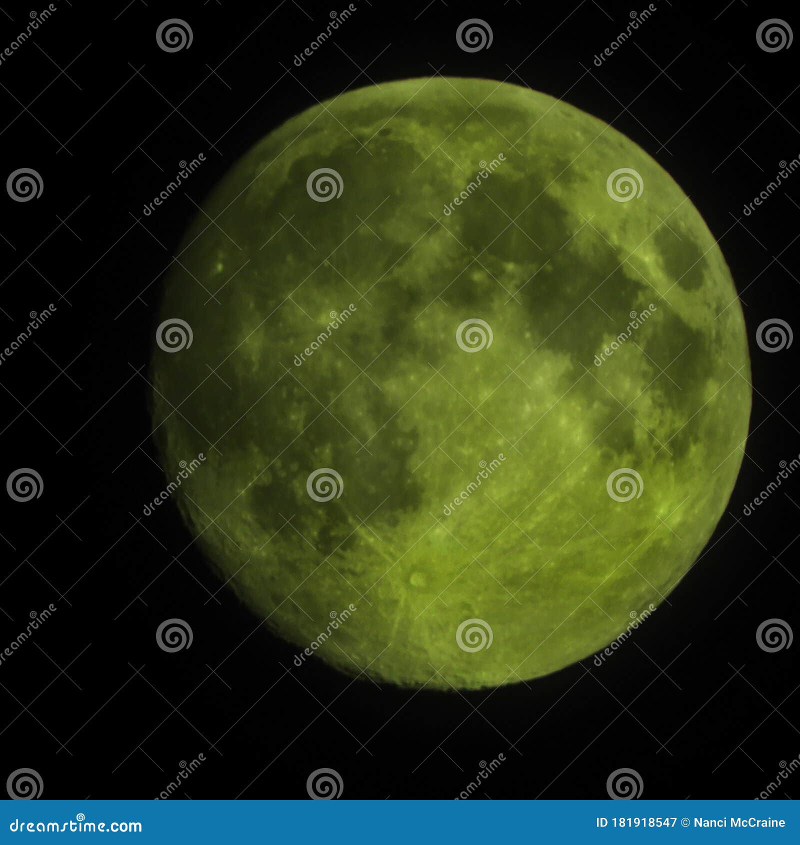 Green Moon in a Spring Night Sky Stock Image - Image of craggy, moon ...