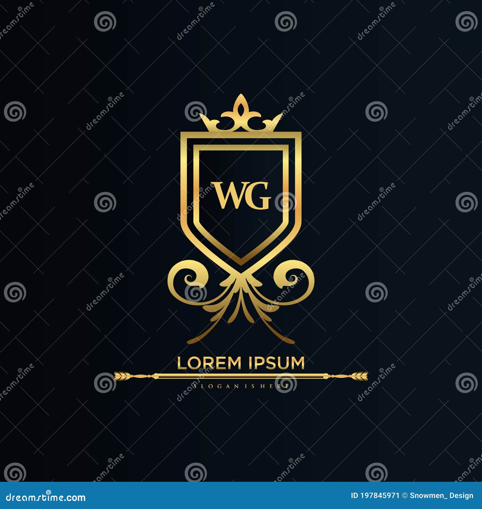 WG Letter Initial with Royal Template.elegant with Crown Logo Vector ...