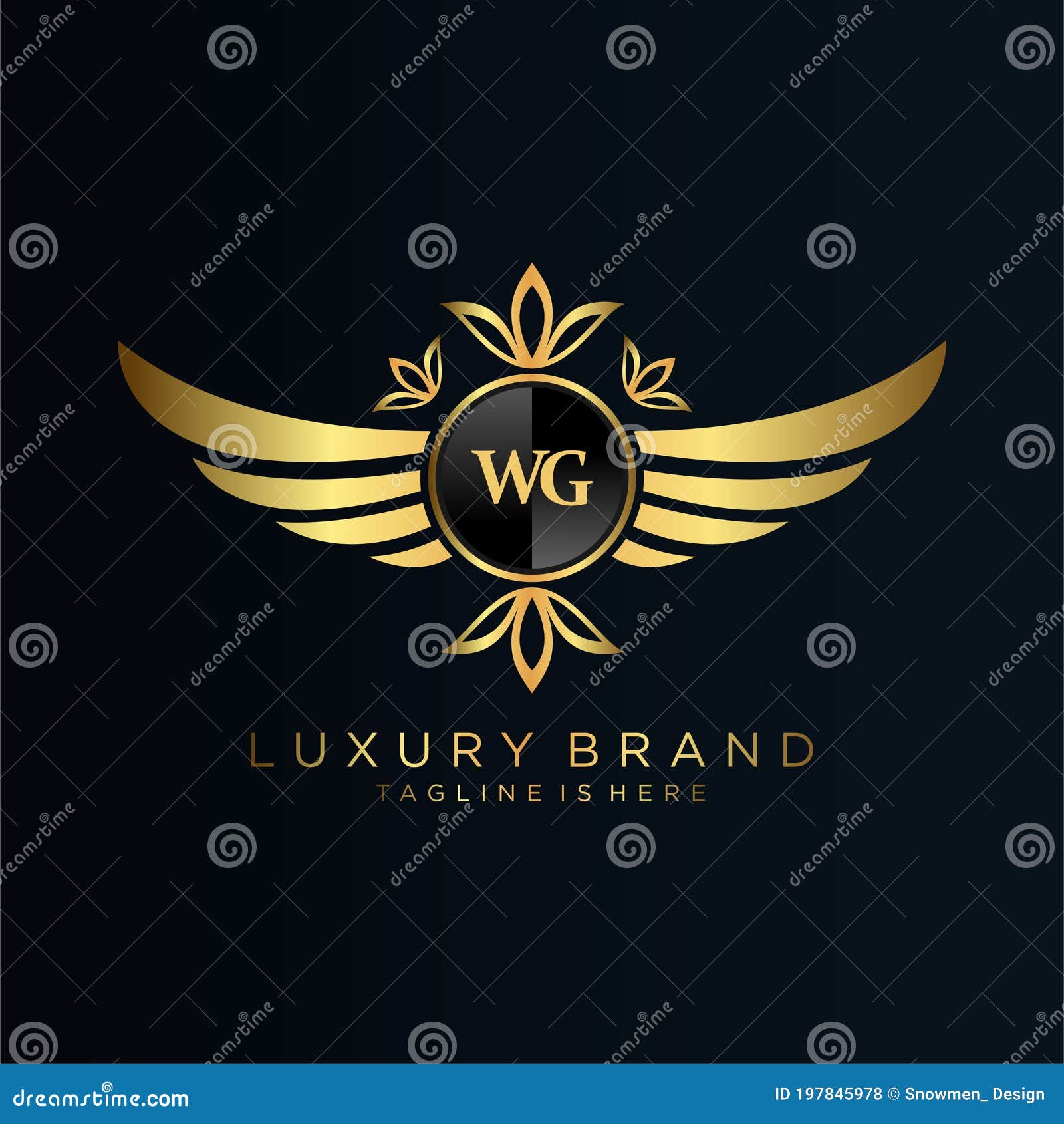 WG Letter Initial with Royal Template.elegant with Crown Logo Vector ...