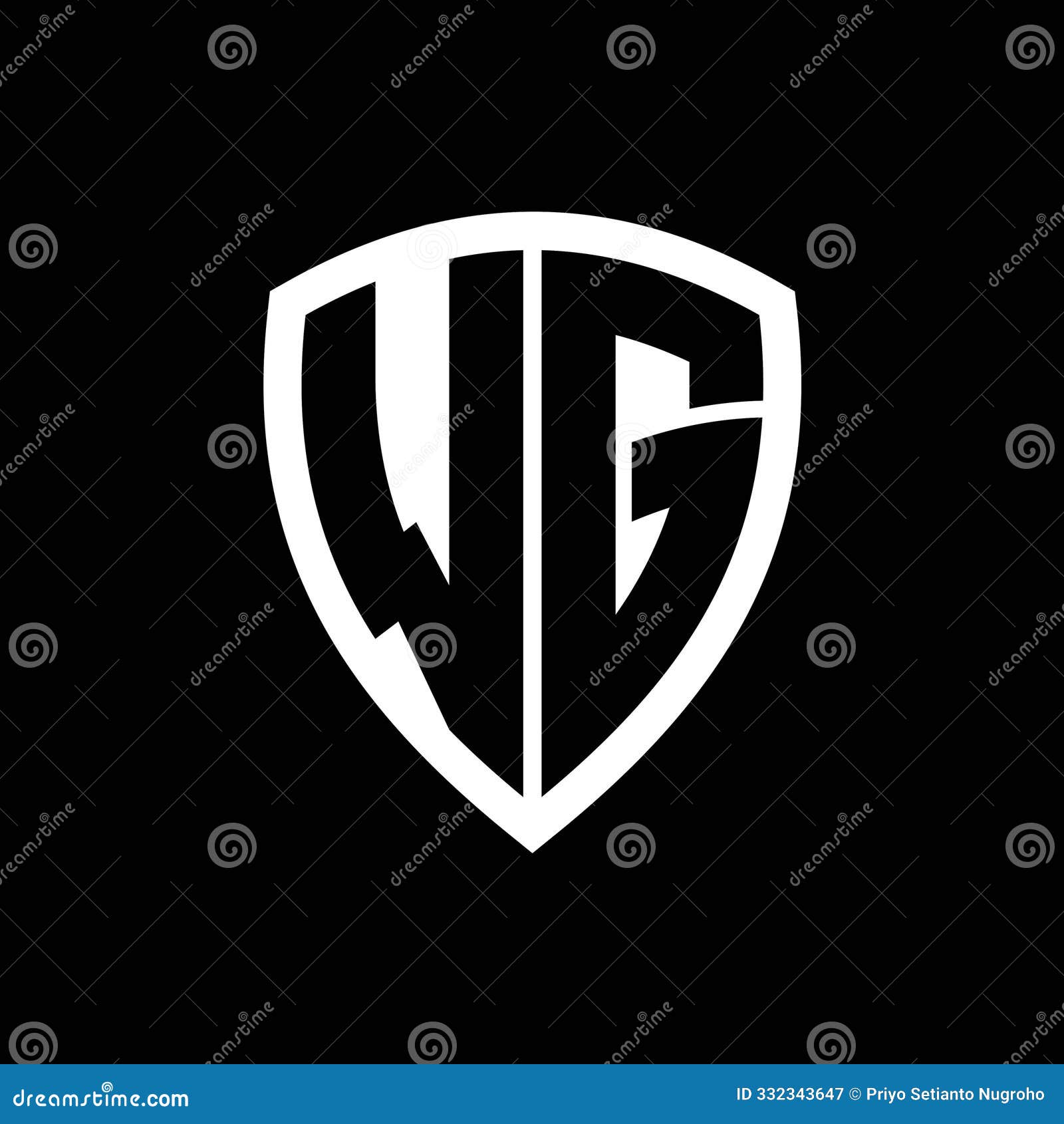 WG Monogram Logo with Bold Letters Shield Shape with Black and White ...