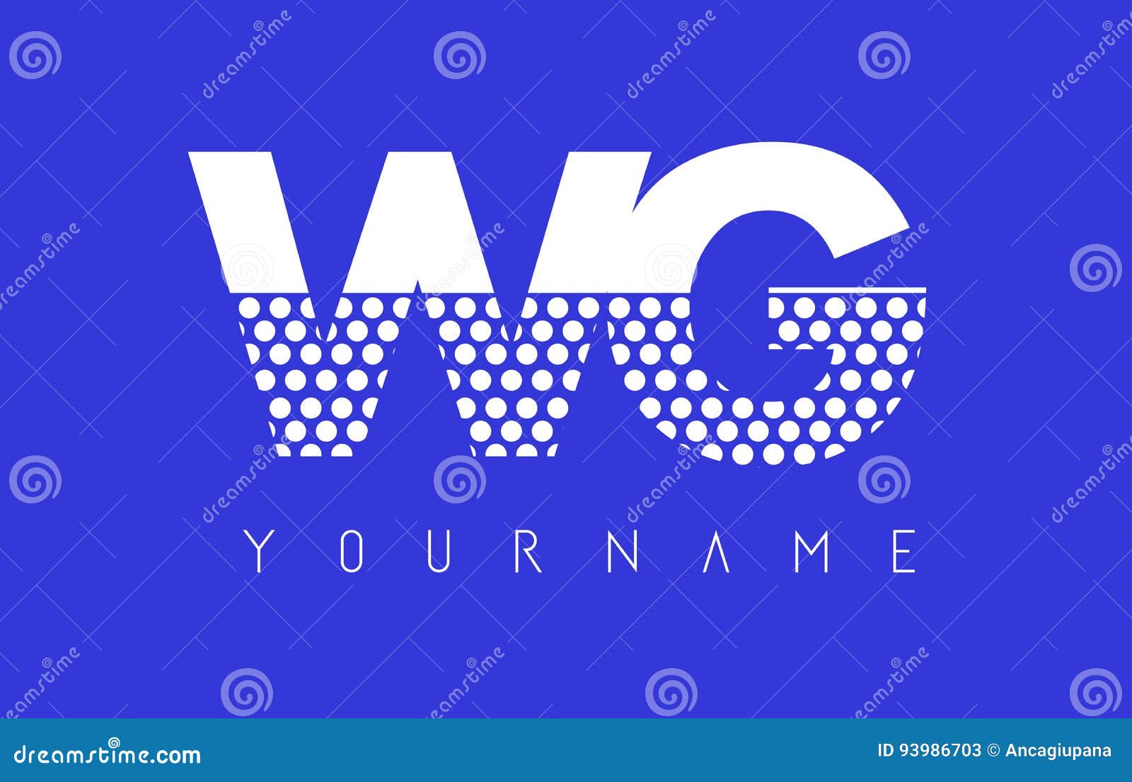 WG W G Dotted Letter Logo Design with Blue Background. Stock Vector ...