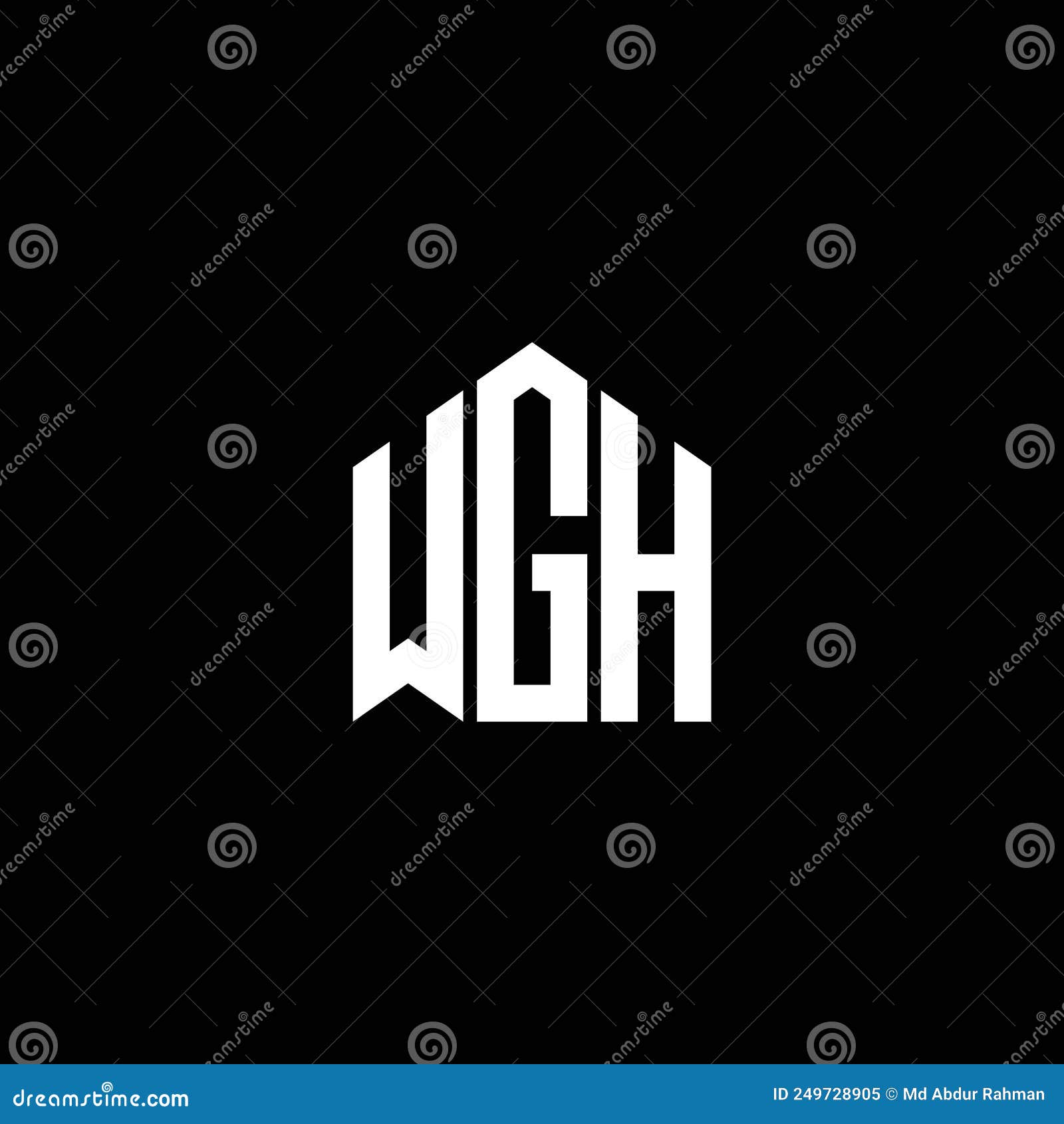 WGH Letter Logo Design on BLACK Background. WGH Creative Initials ...