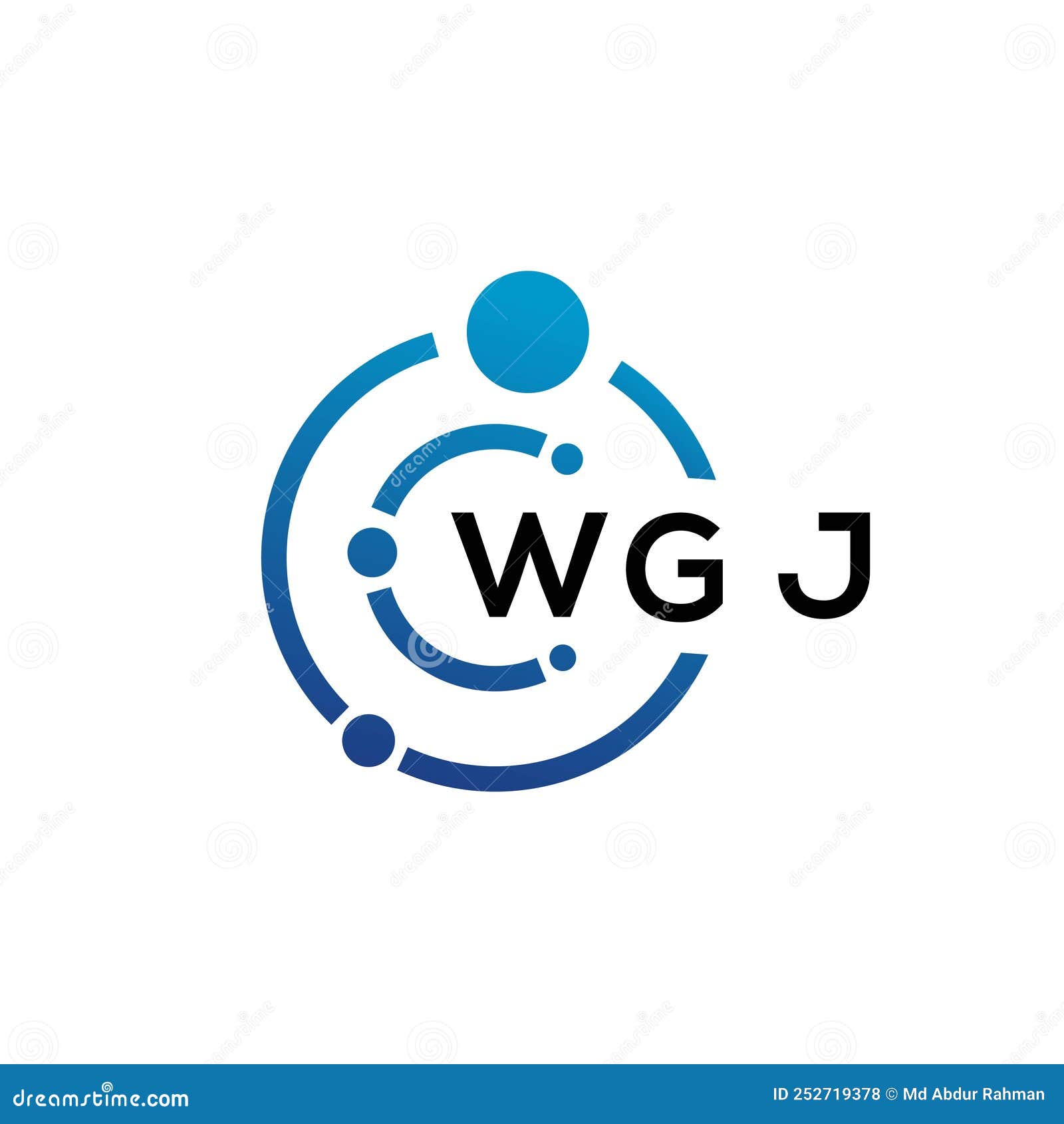 WGJ Letter Technology Logo Design on White Background. WGJ Creative ...