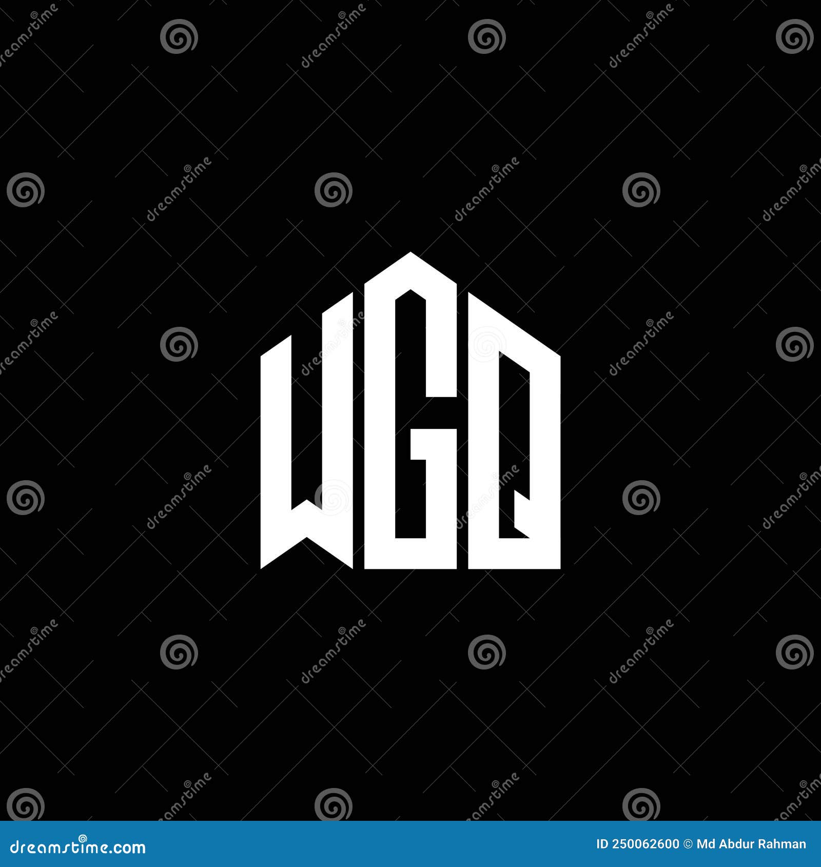 WGQ Letter Logo Design on BLACK Background. WGQ Creative Initials ...