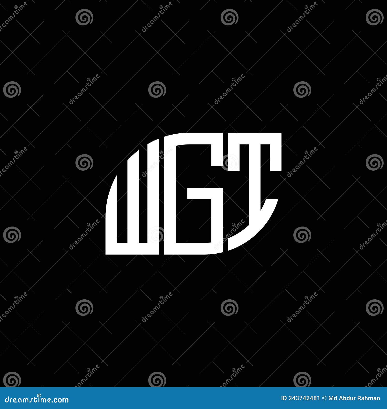 WGT Letter Logo Design on Black Background. WGT Creative Initials ...
