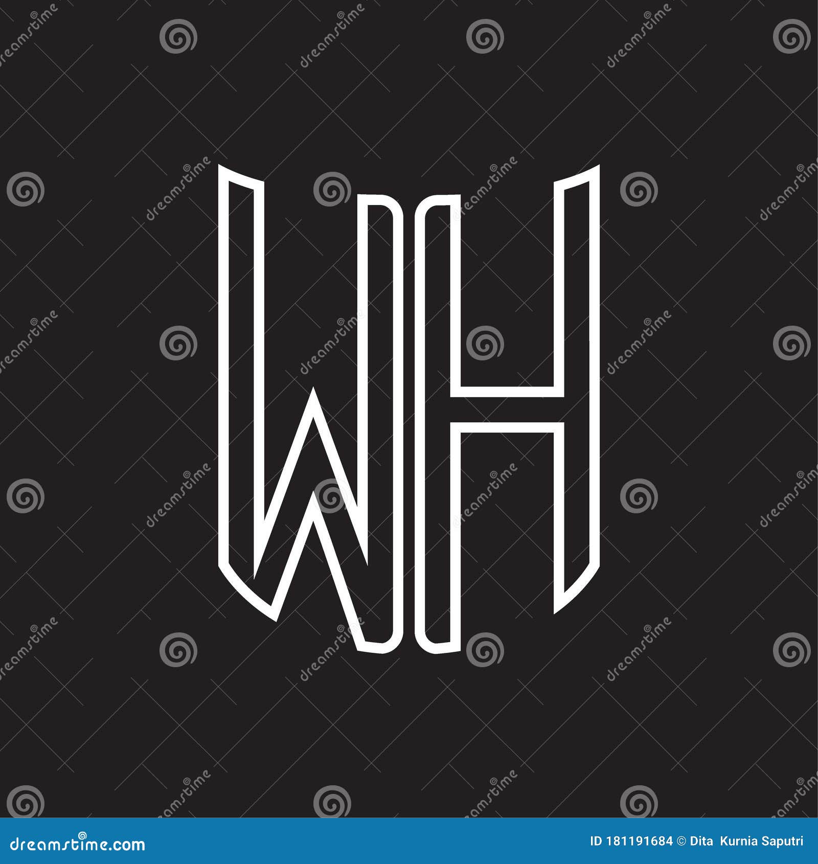 WH Logo Monogram with Ribbon Style Outline Design Template Stock ...