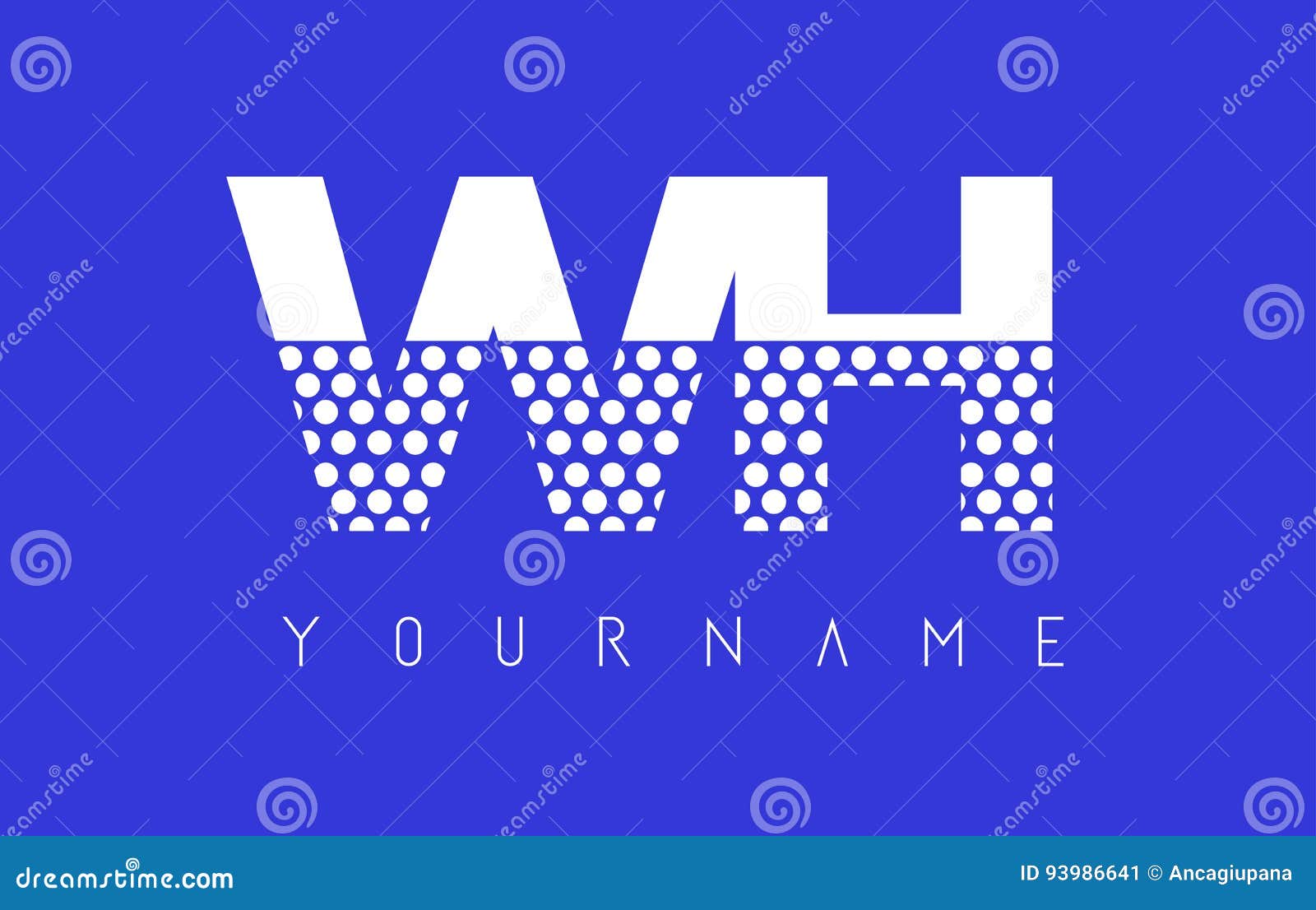 WH W H Dotted Letter Logo Design with Blue Background. Stock Vector ...